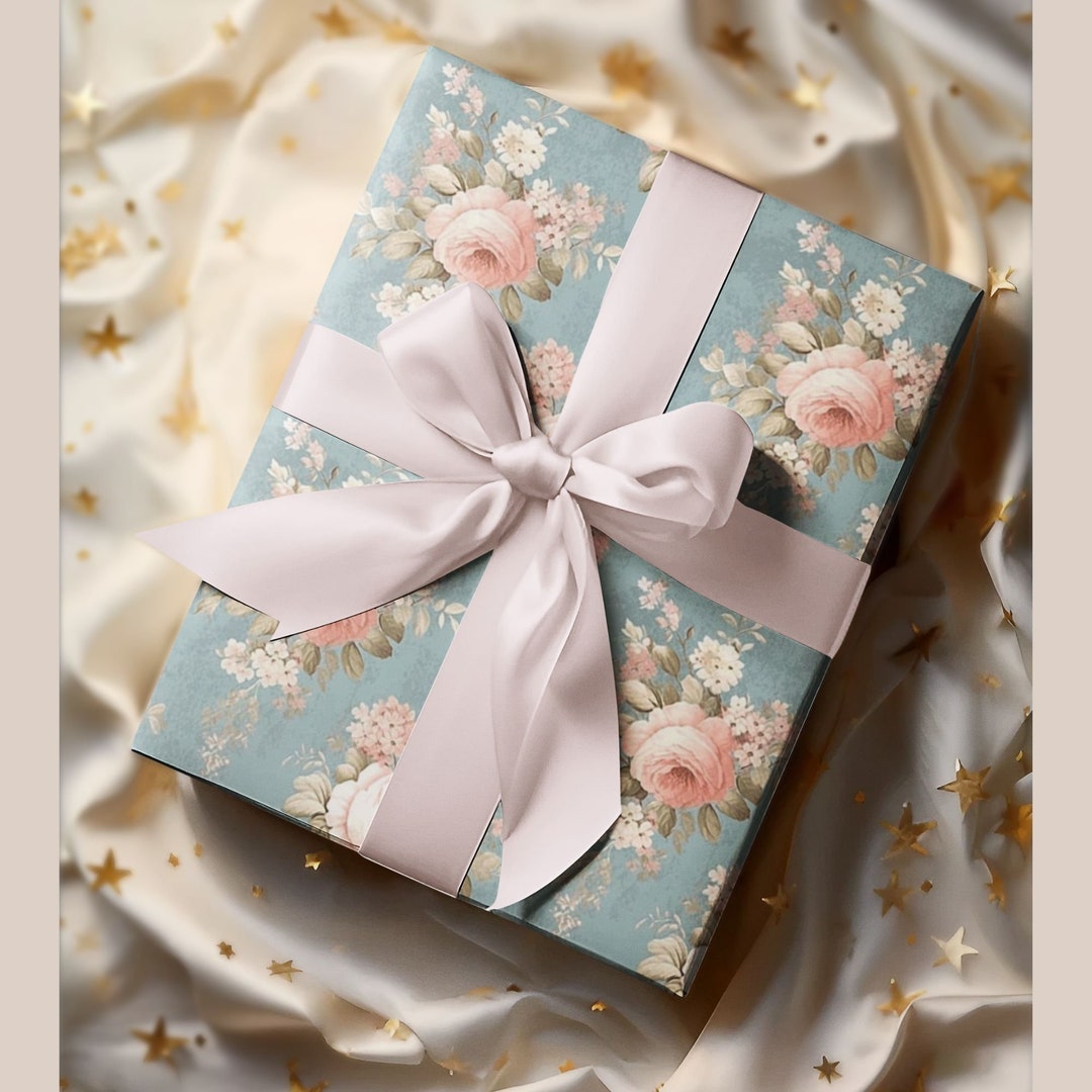 Floral Gift Wrapping Paper Roll Elegant Gift Wrap Floral Print Birthday ...