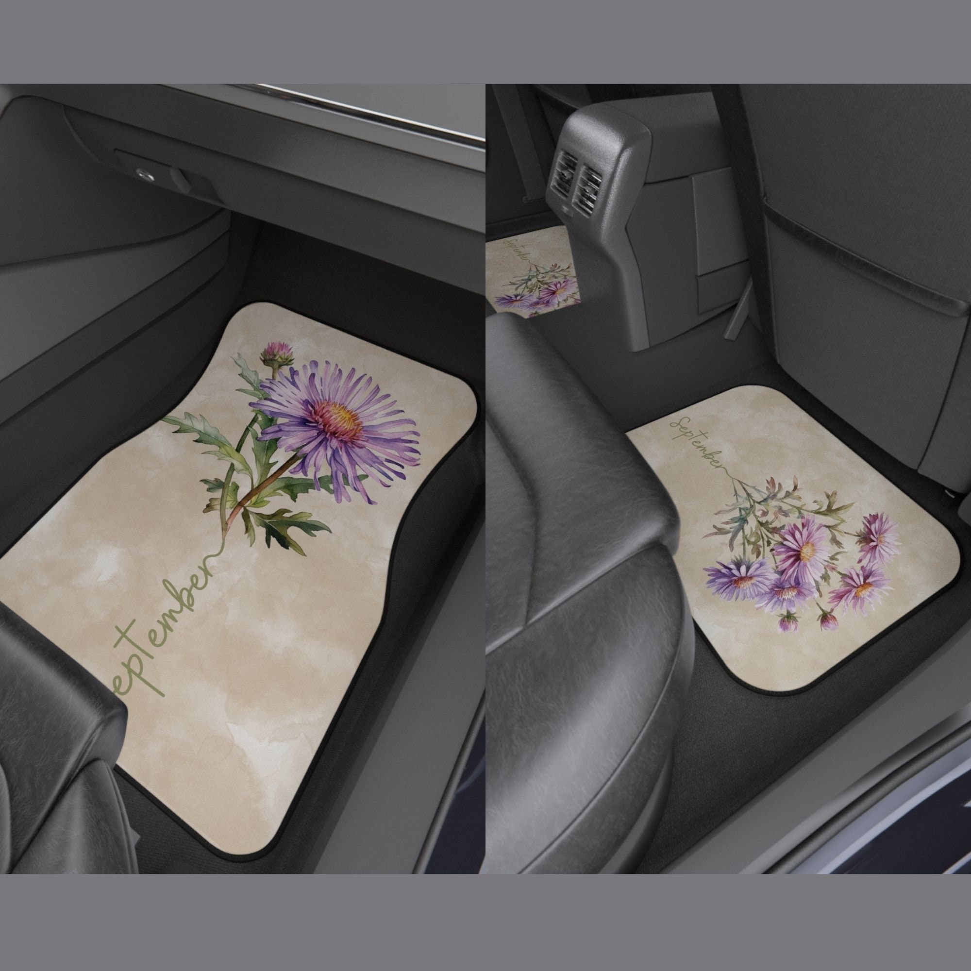 Car Mats Birth Month Flower Custom Car Floor Mat Set of 4 Floral Car ...