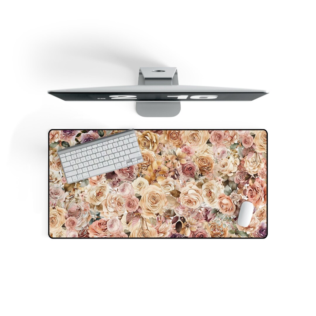 Floral Rose Desk Mat Large Pastel Desk Mat Extra Large XL - Etsy