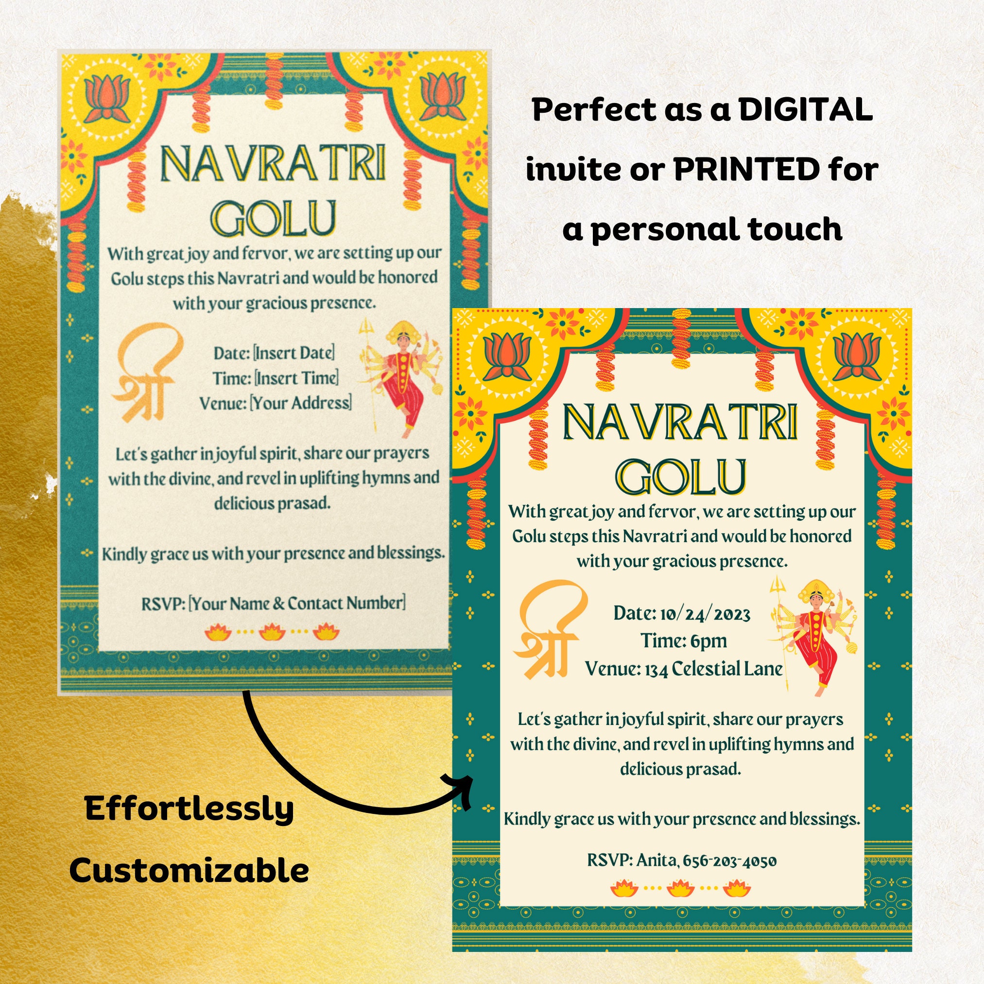Customizable Navratri Golu Invitation Digital Navratri Etsy