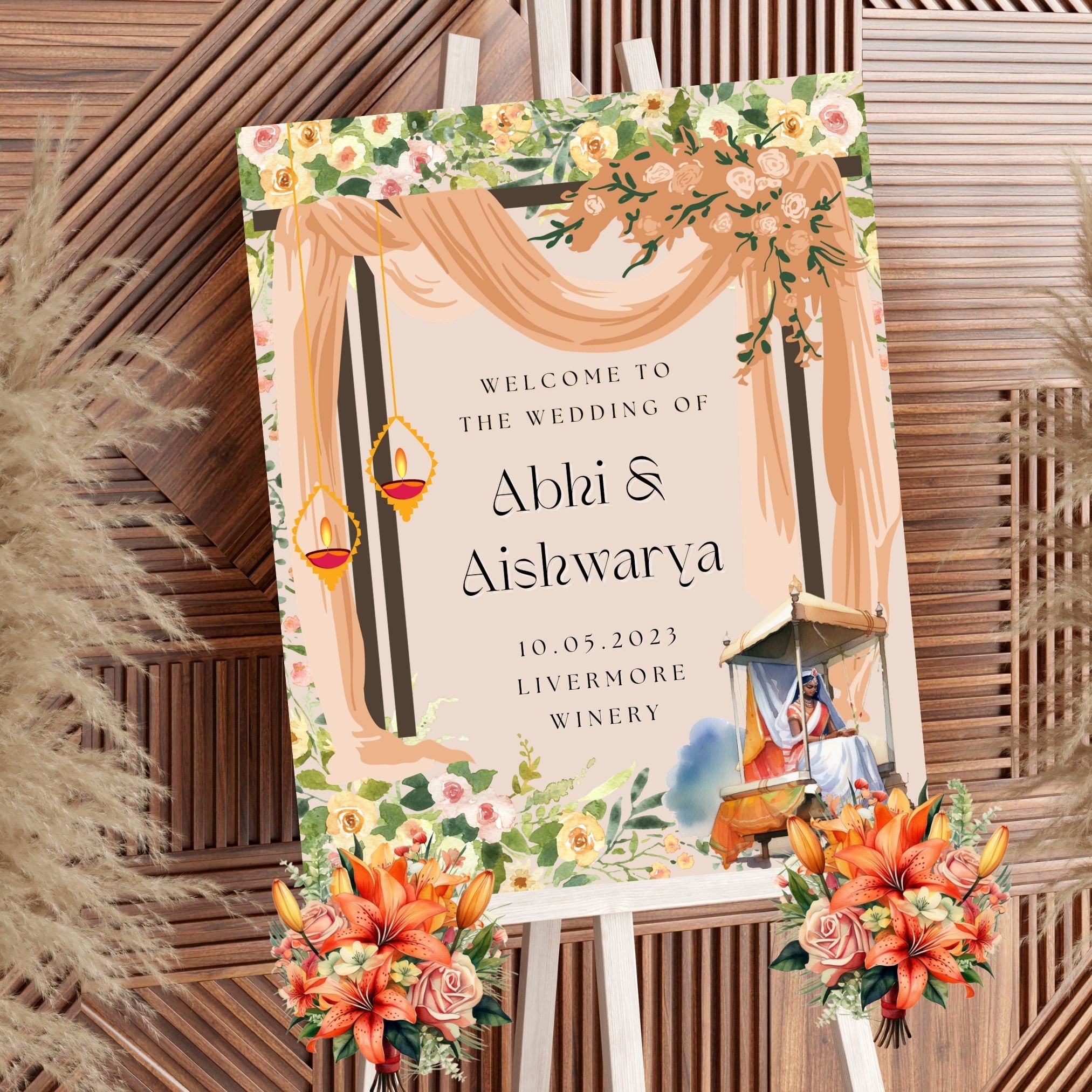 Custom Indian Wedding Welcome Sign, Indian Wedding Decor, Sangeet Haldi ...