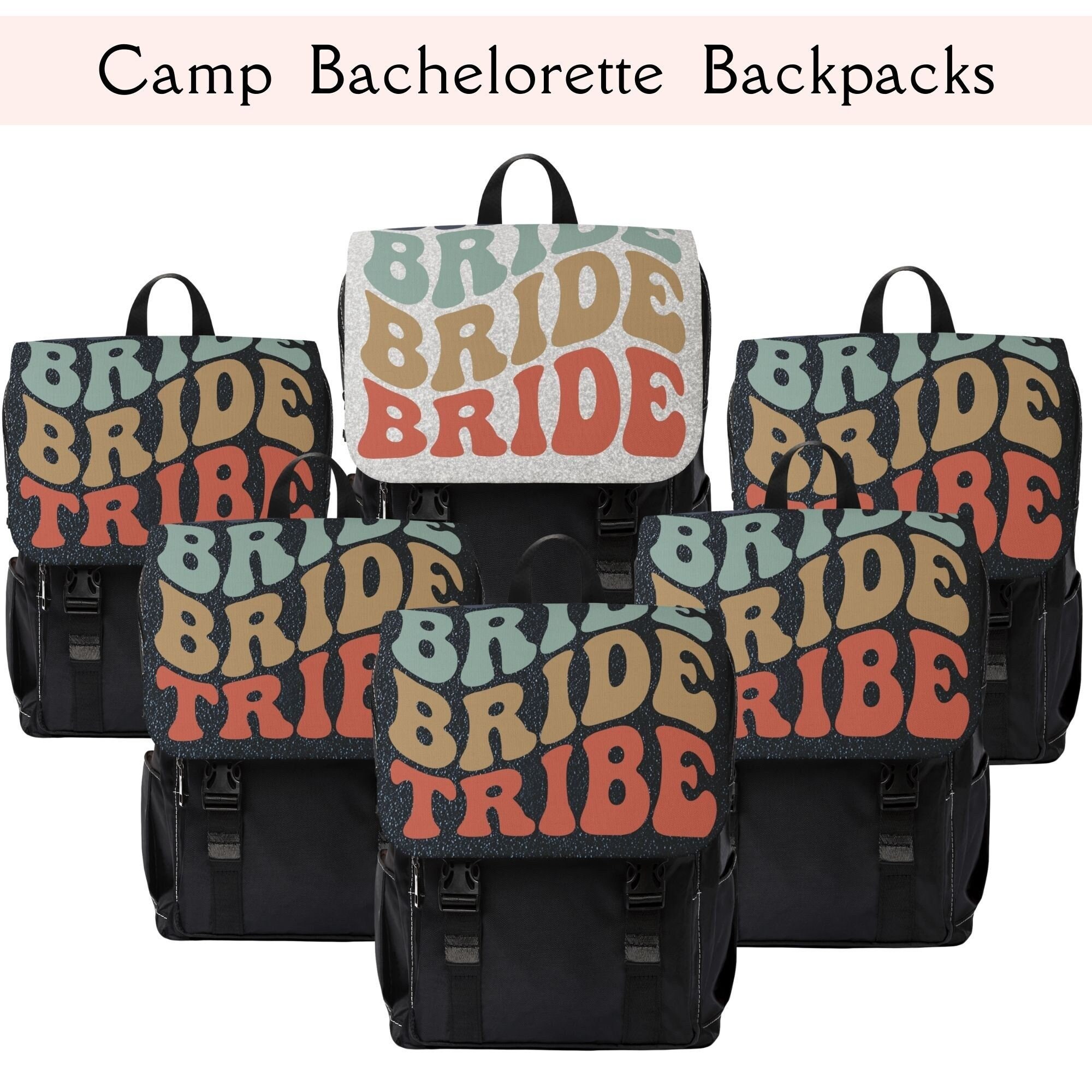 Bride Tribe Camp Bachelorette Canvas Backpack Bachelorette Retro Bride ...