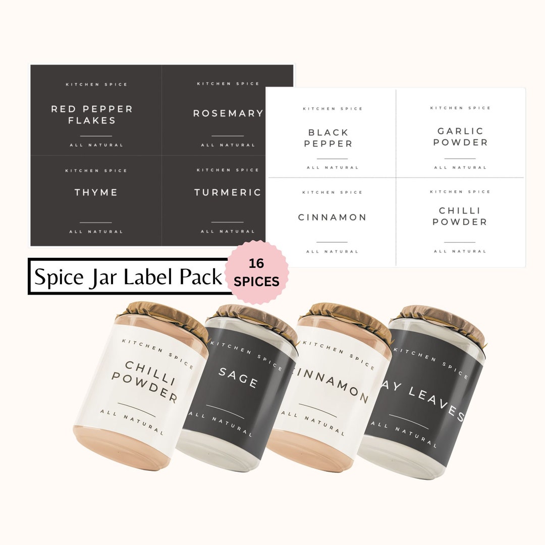 Spice Labels Container Spice Jar Label Pack Vinyl Decal Pack Spice Rack ...