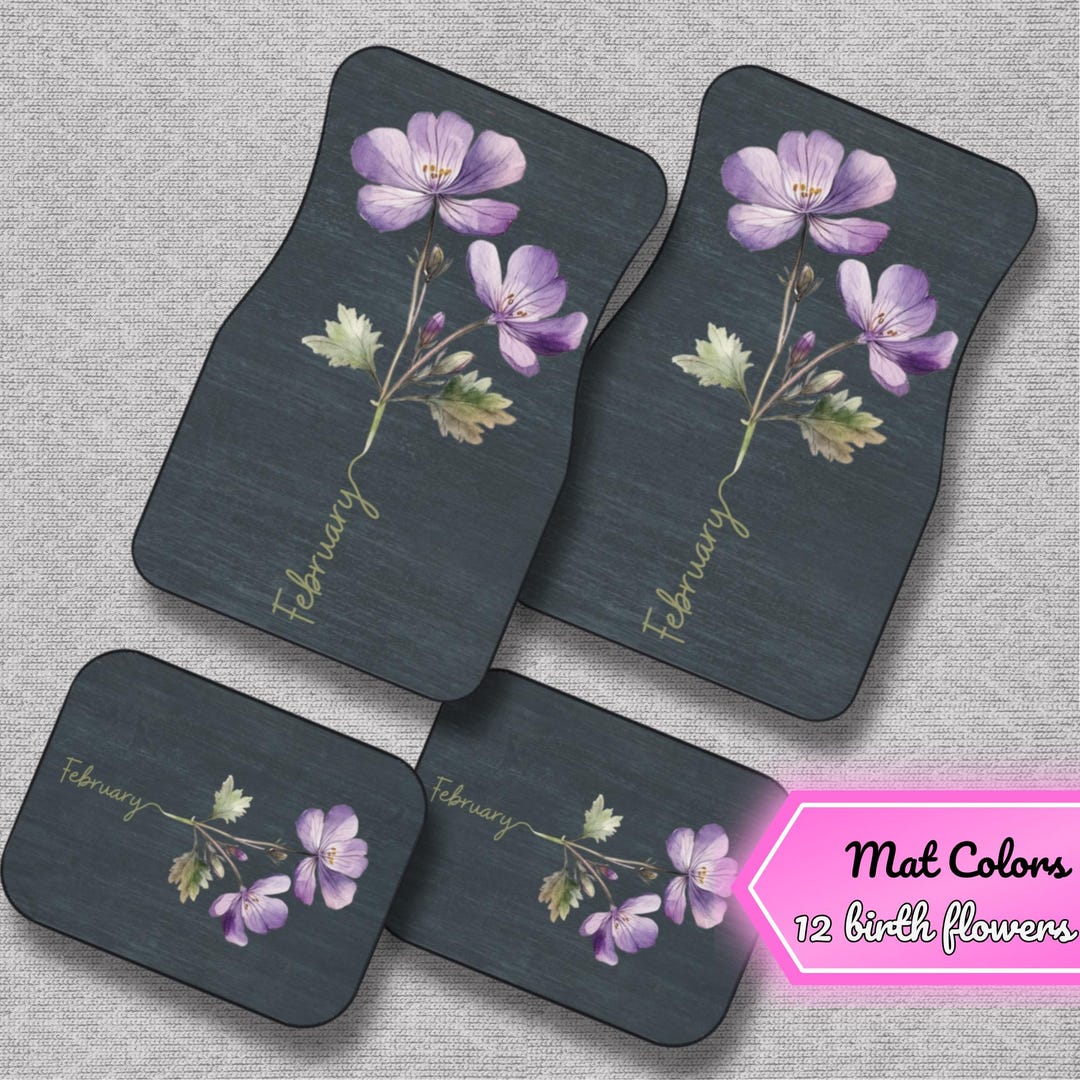 Car Mats Birth Month Flower Custom Car Floor Mat Set of 4 Floral Car ...