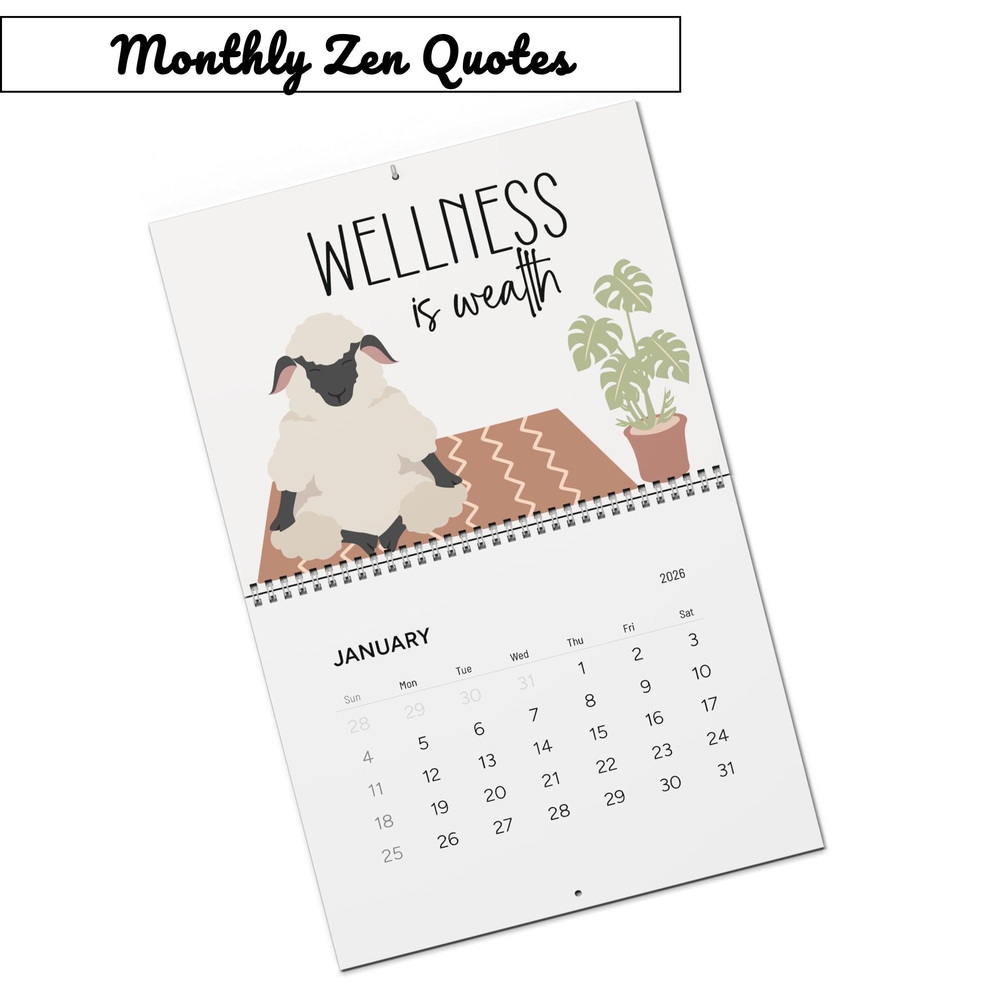 2026 Sheep Yoga Wall Calendar, Zen Self-care Planner - Etsy
