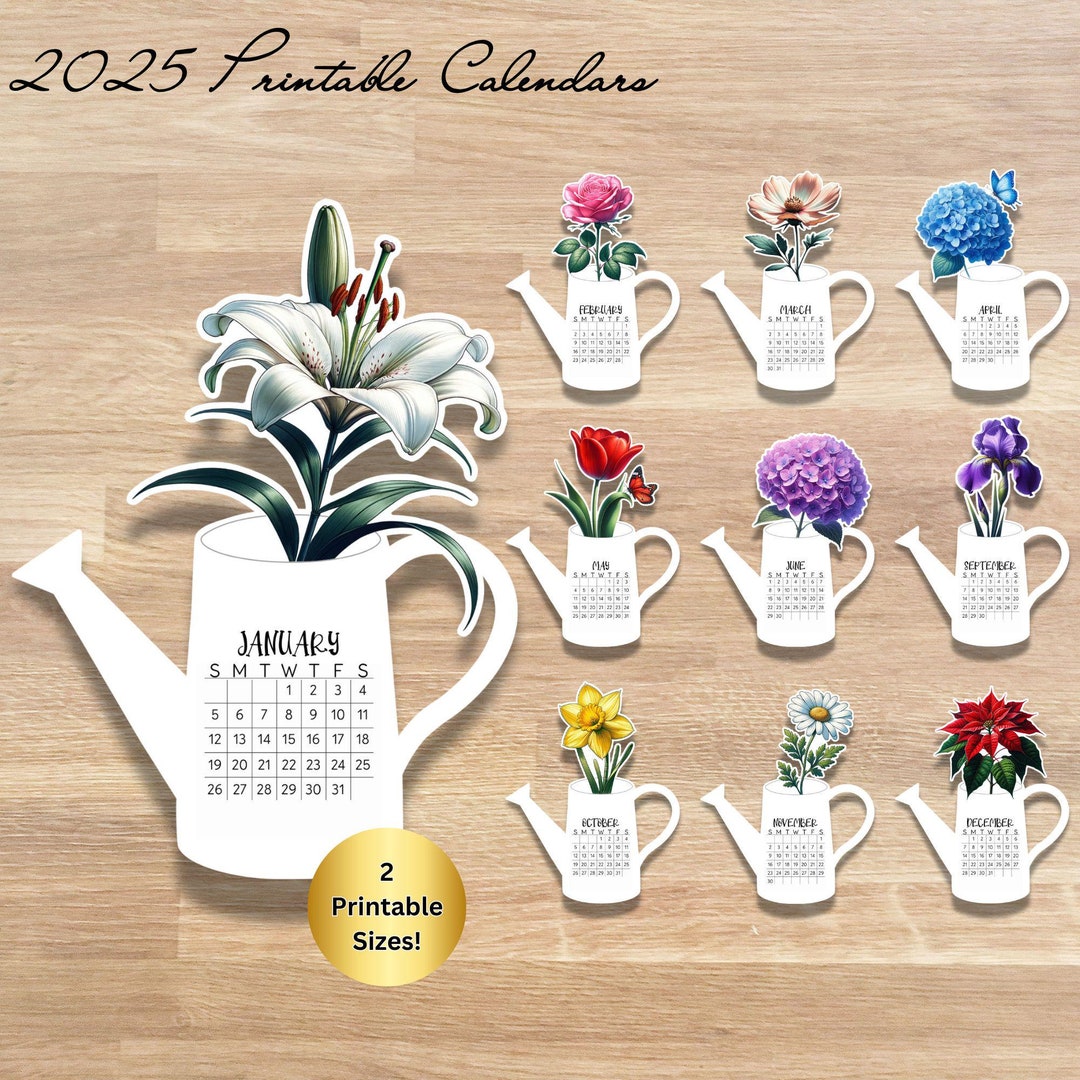 Floral Printable Calendar 2025: Monthly Planner (PDF Print) - Etsy