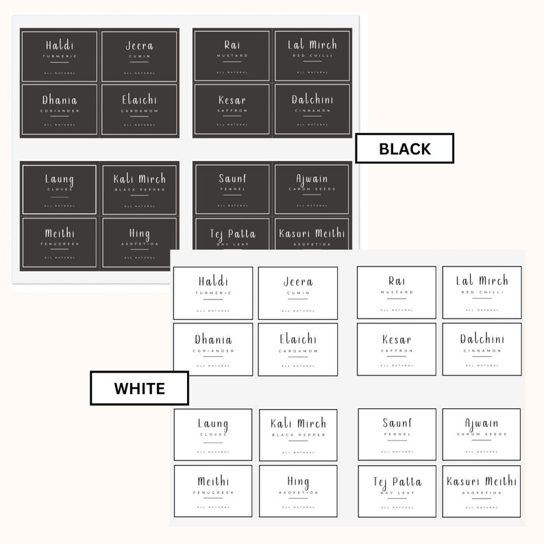 Indian Spices Label Indian Food Label Spice Jar Custom Seasoning Labels ...