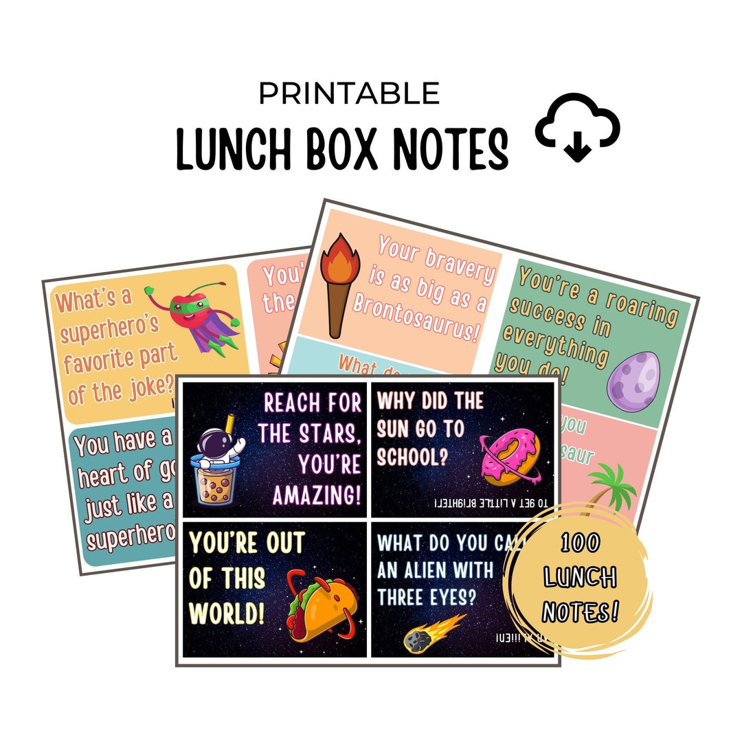 Lunch Box Notes Cute Lunch Box Jokes Kid Lunchbox Love Note Cards ...