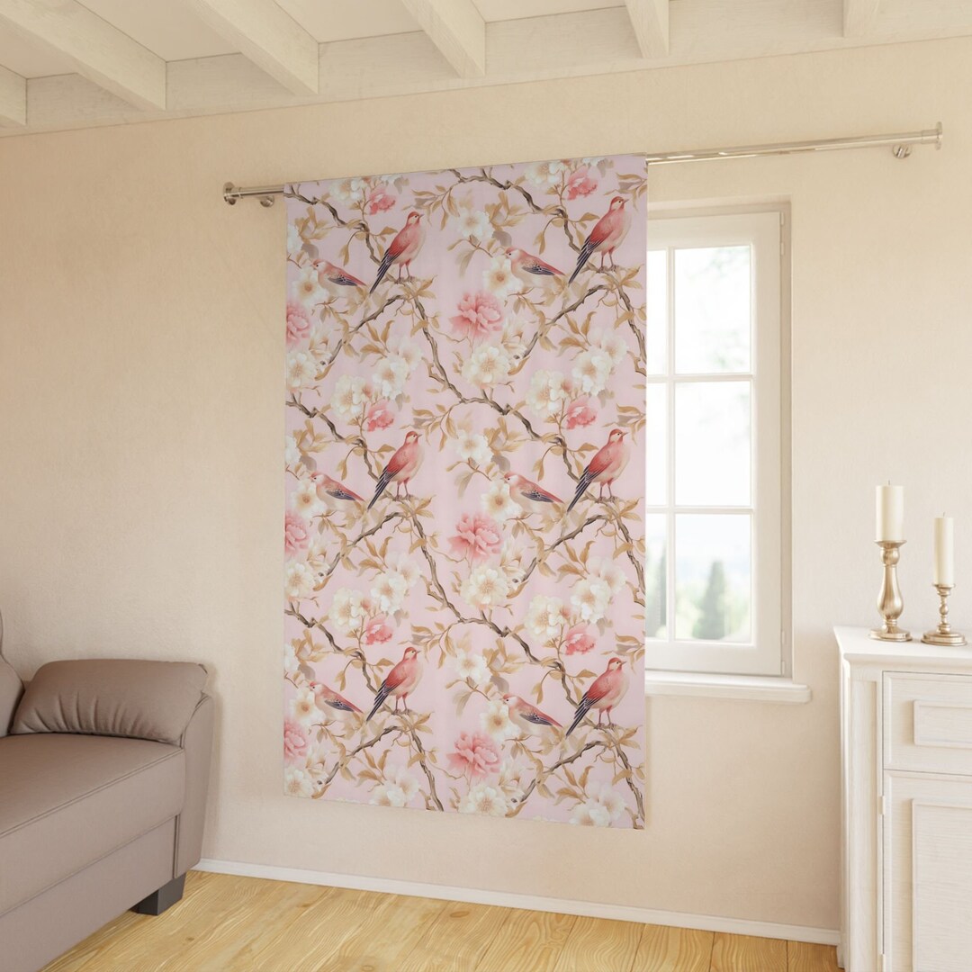 Chinoiserie Curtains Floral Chinoiserie Fabric Blackout Curtains ...