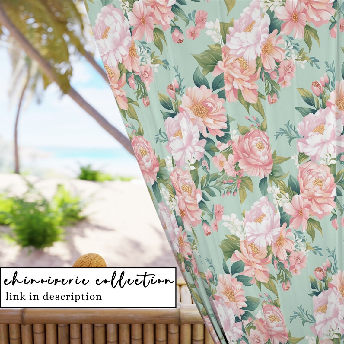 Chinoiserie Curtains Floral Chinoiserie Fabric Blackout Curtains ...