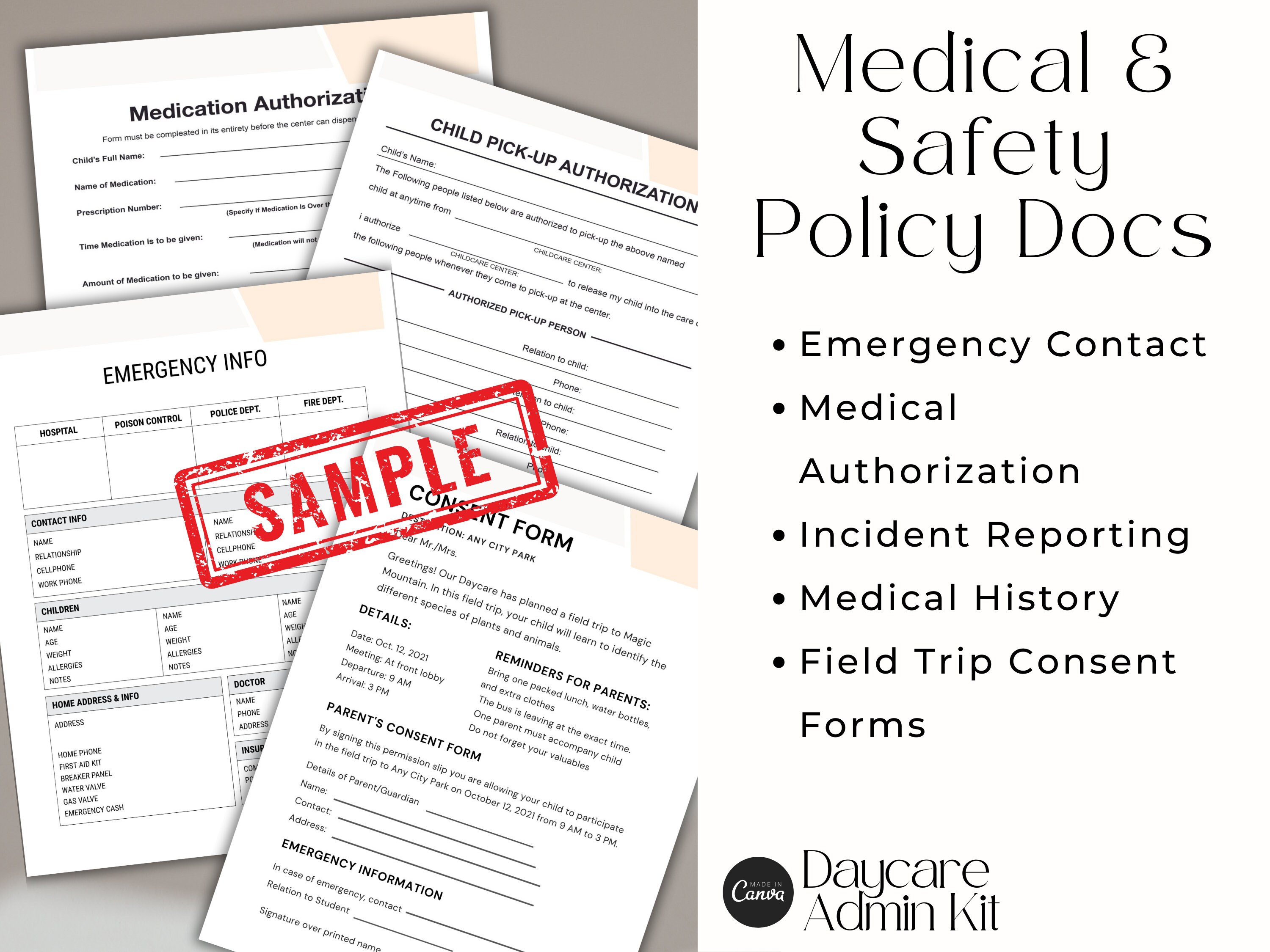 Daycare Forms Template Kit: Editable Childcare Management (digital ...