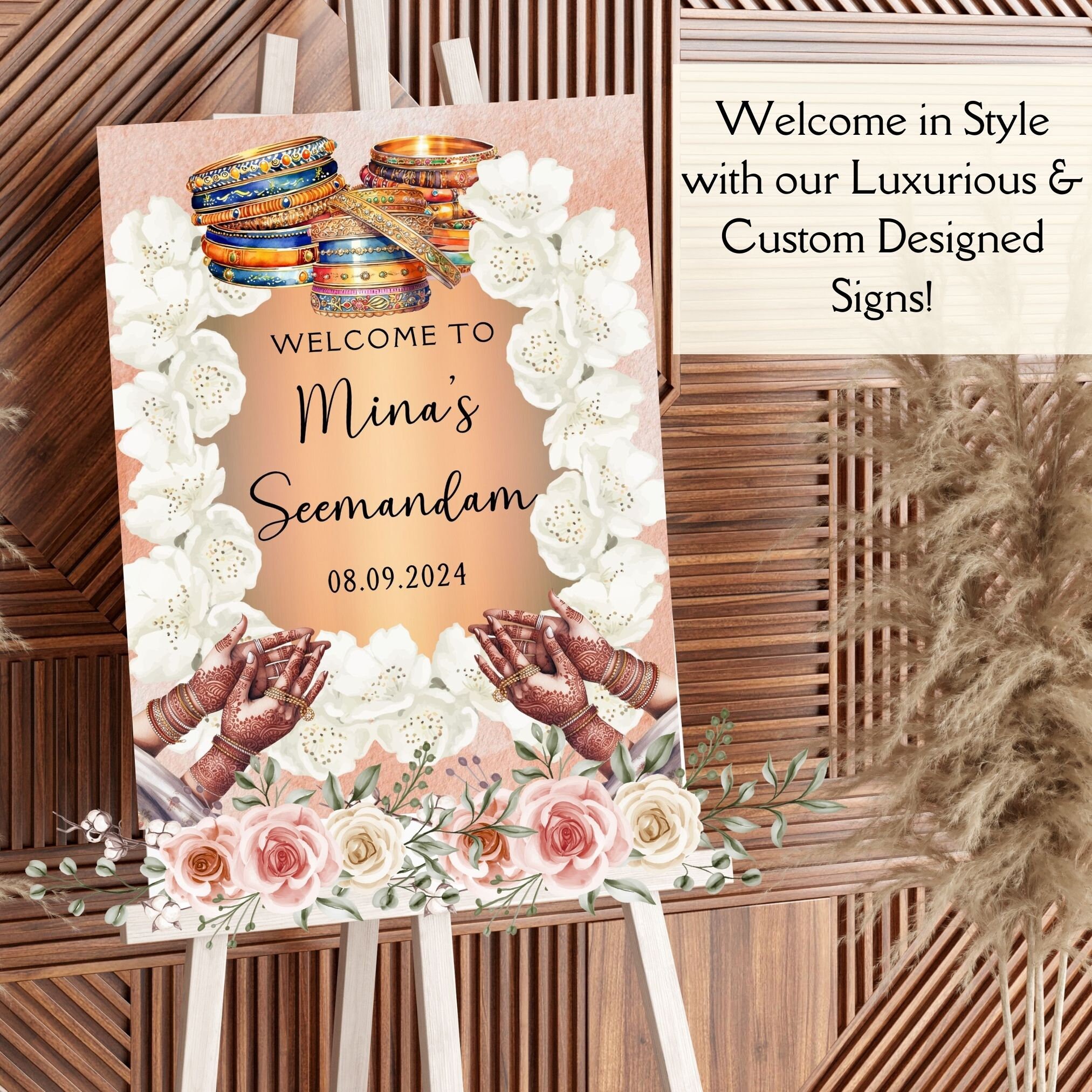 Indian Baby Shower Welcome Sign Seemantham Valaikaapu Godh - Etsy