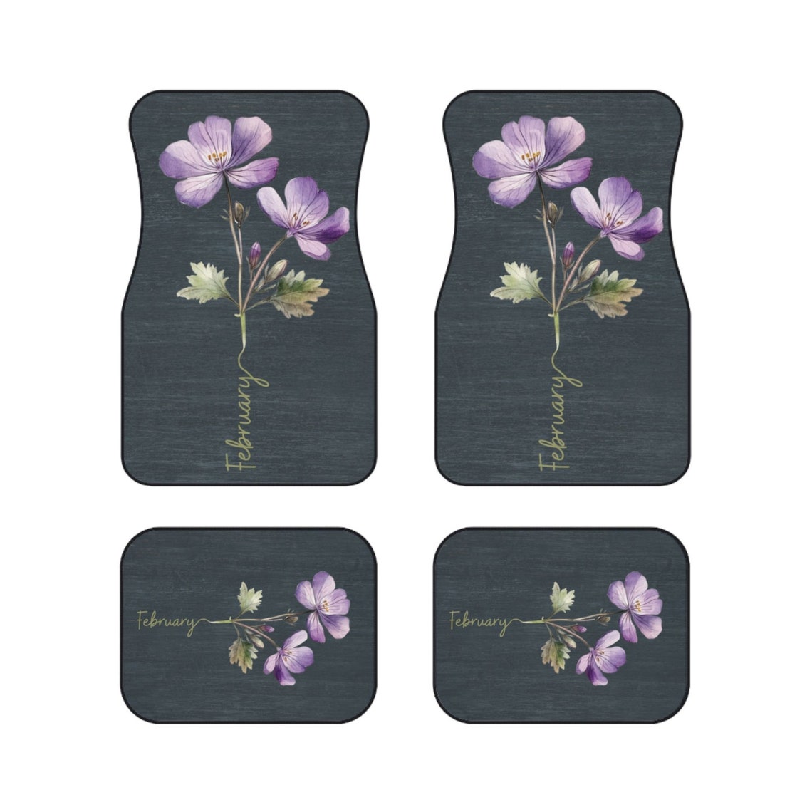 Car Mats Birth Month Flower Custom Car Floor Mat Set of 4 Floral Car ...
