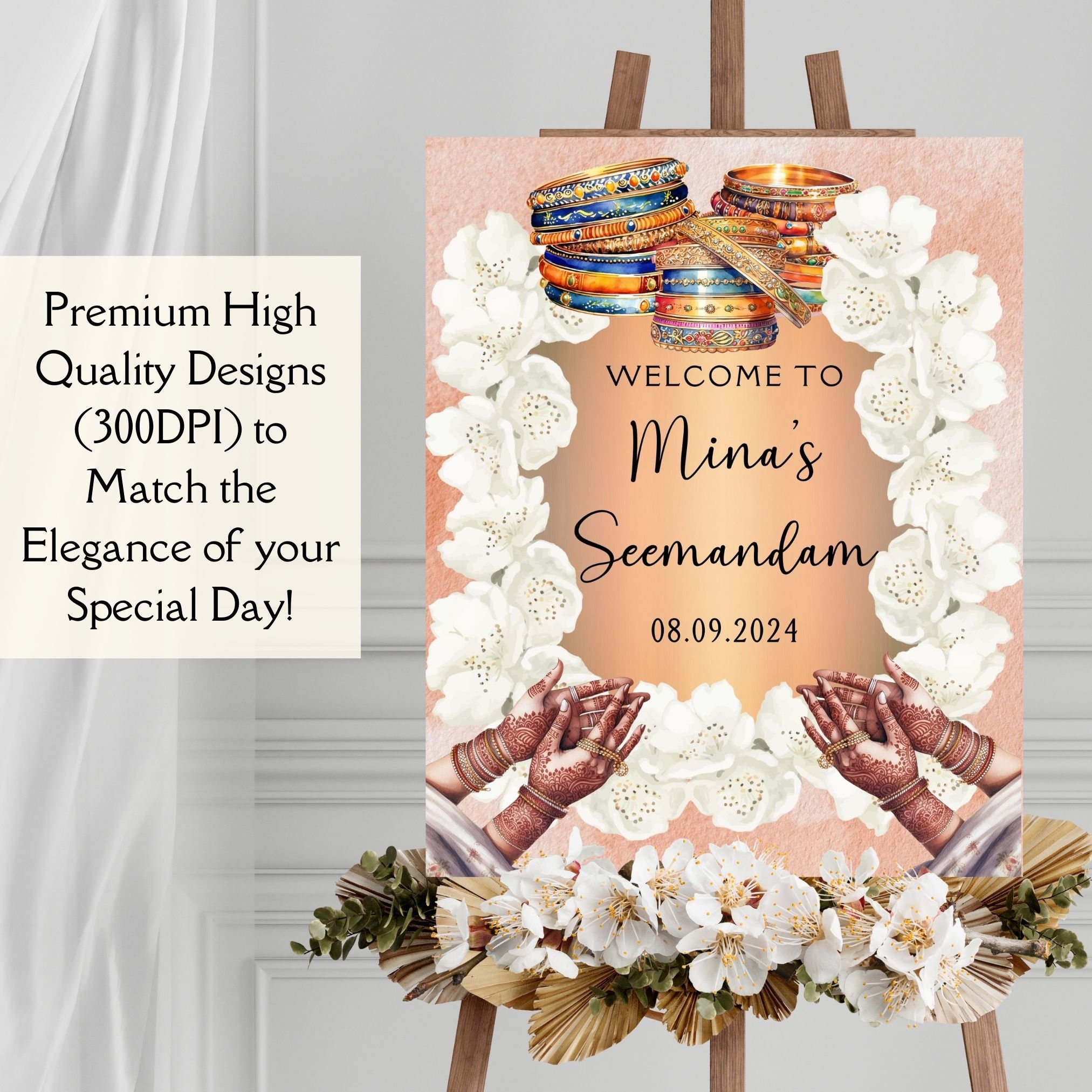 Indian Baby Shower Welcome Sign Seemantham Valaikaapu Godh Bharai ...