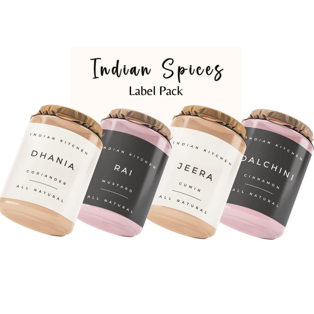 Indian Spices Label Indian Food Label Spice Jar Custom Seasoning Labels ...