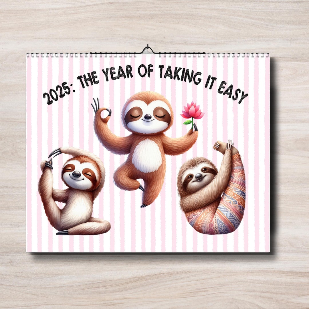 Sloth Yoga 2025 Wall Calendar: Zen Animal Planner - Etsy