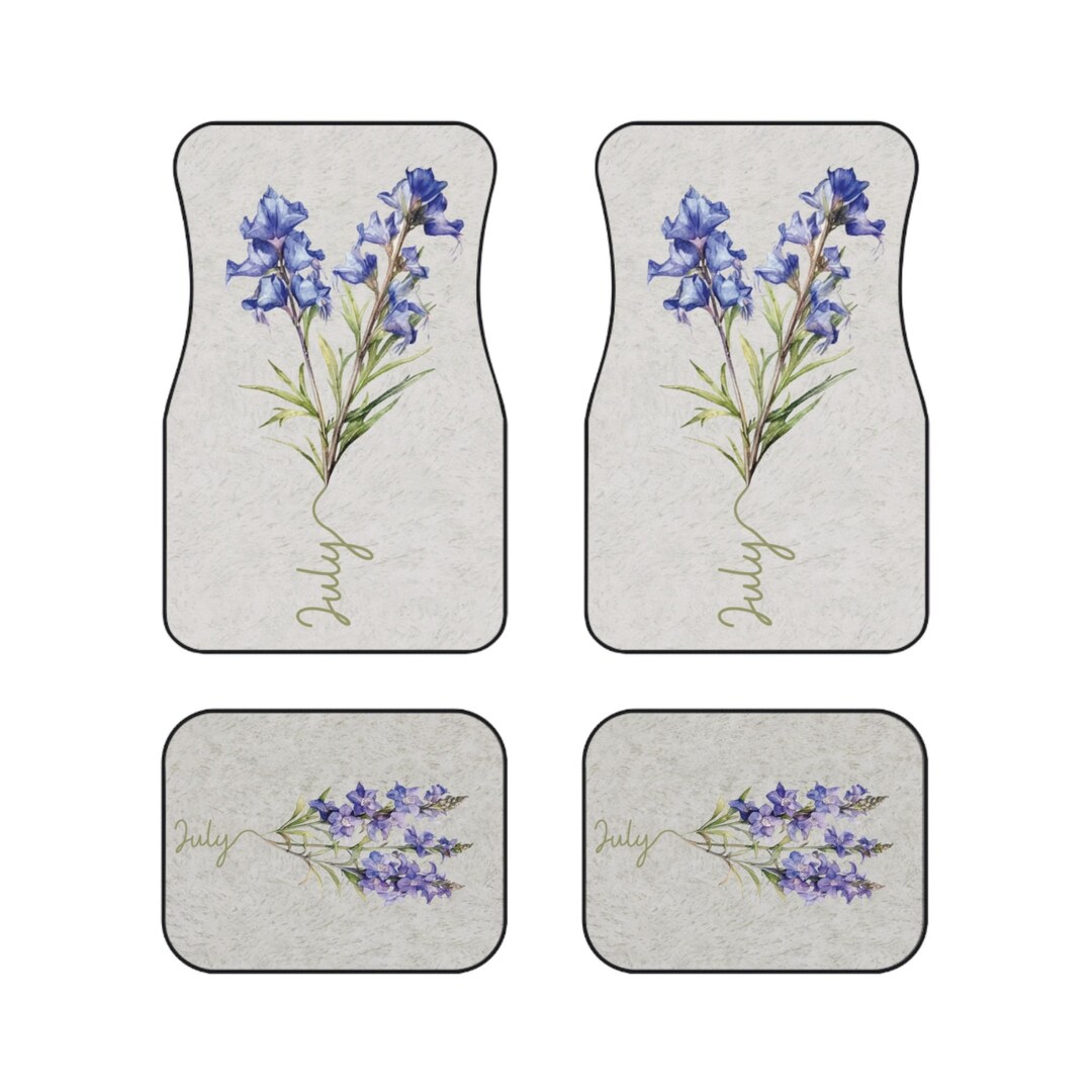 Birth Flower Car Mats Floral Custom Car Floor Mat Set of 4 Car ...