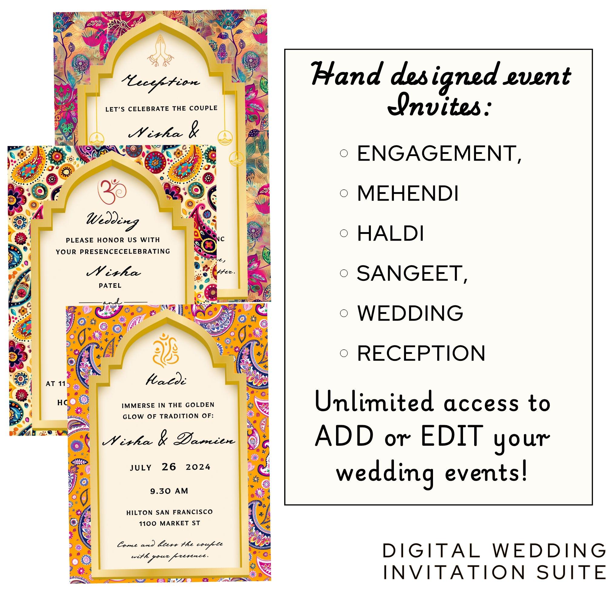 Indian Wedding Invitation Digital Template Bundle Mehndi Invitation ...