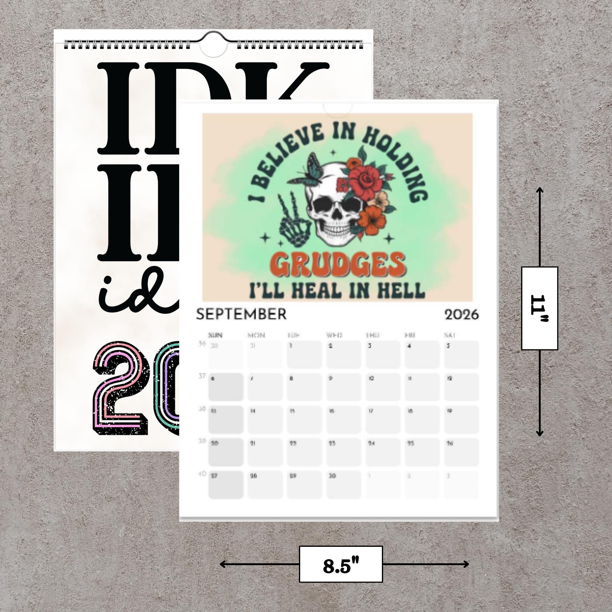 Sarcastic Skeleton Humor Calendar - Dark Adult Multilanguage Wall Art ...