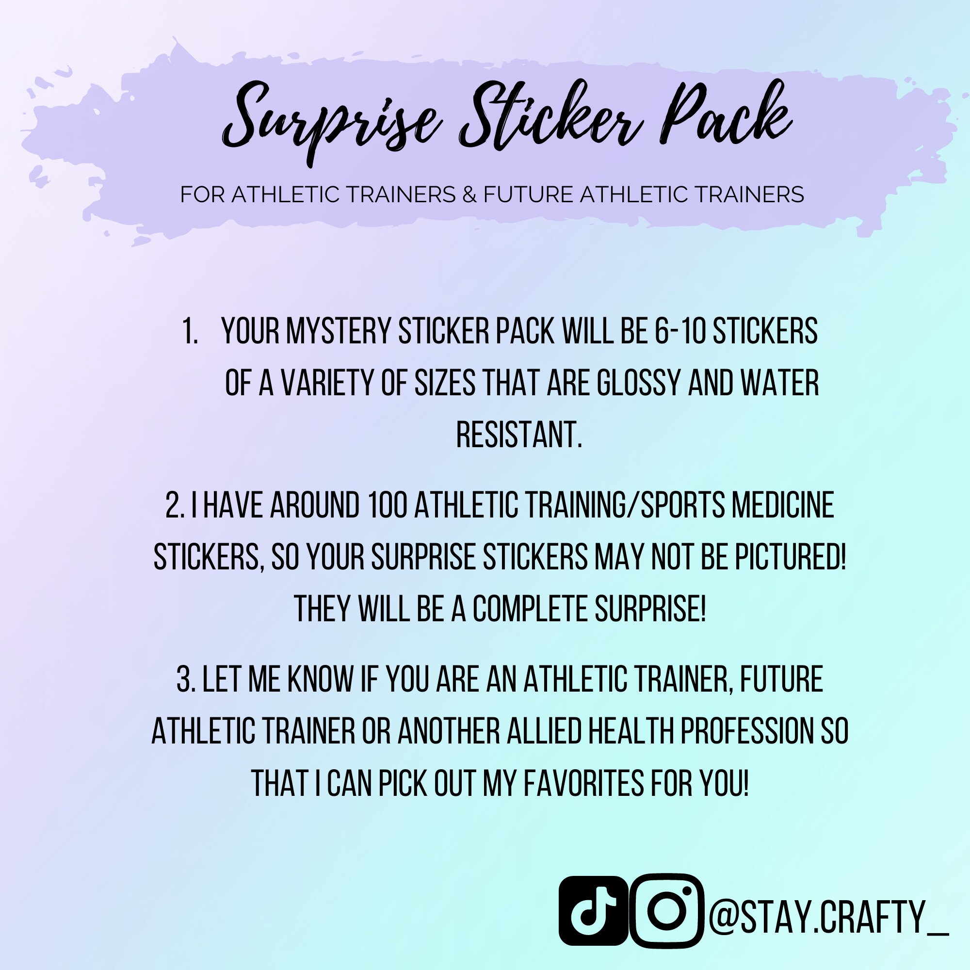 Athletic Trainer Surprise Sticker Pack for Athletic Trainers and Future ...