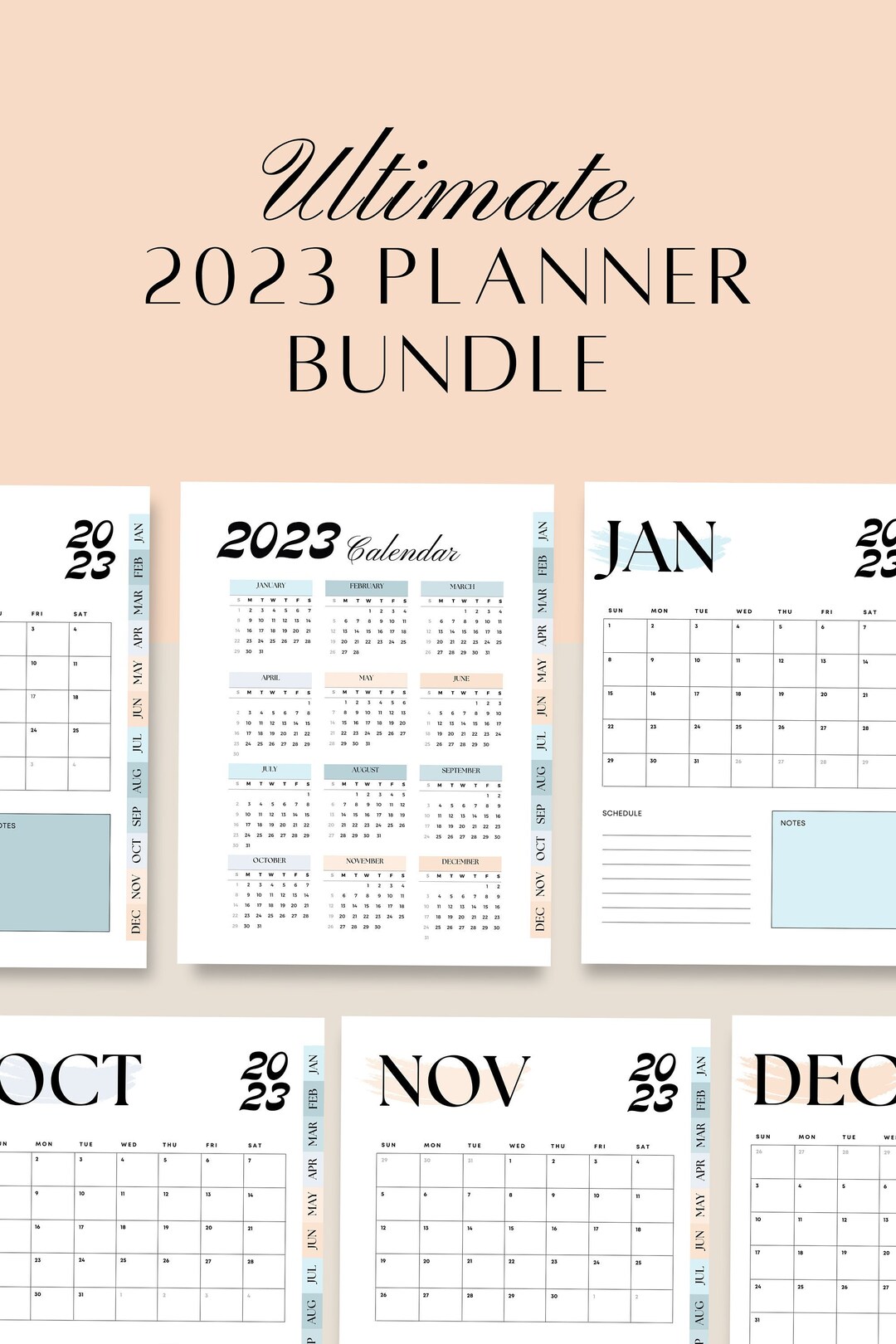2023 Digital Planner, 2023 Calendar, Printable and Downloadable Weekly ...