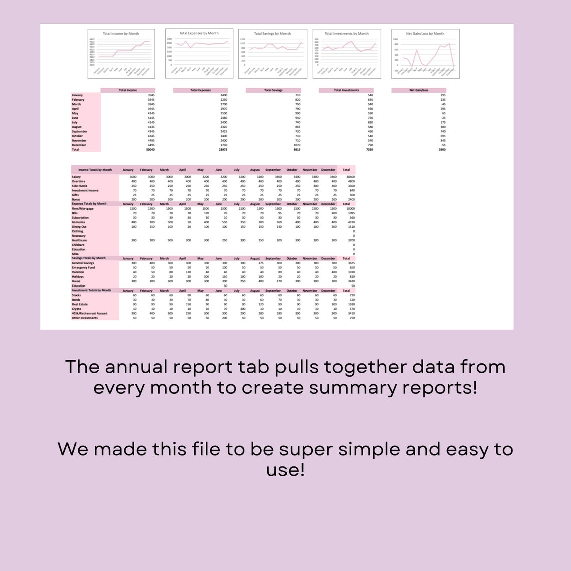 Monthly Budget Spreadsheet Template for Google Sheets and Excel, Simple ...