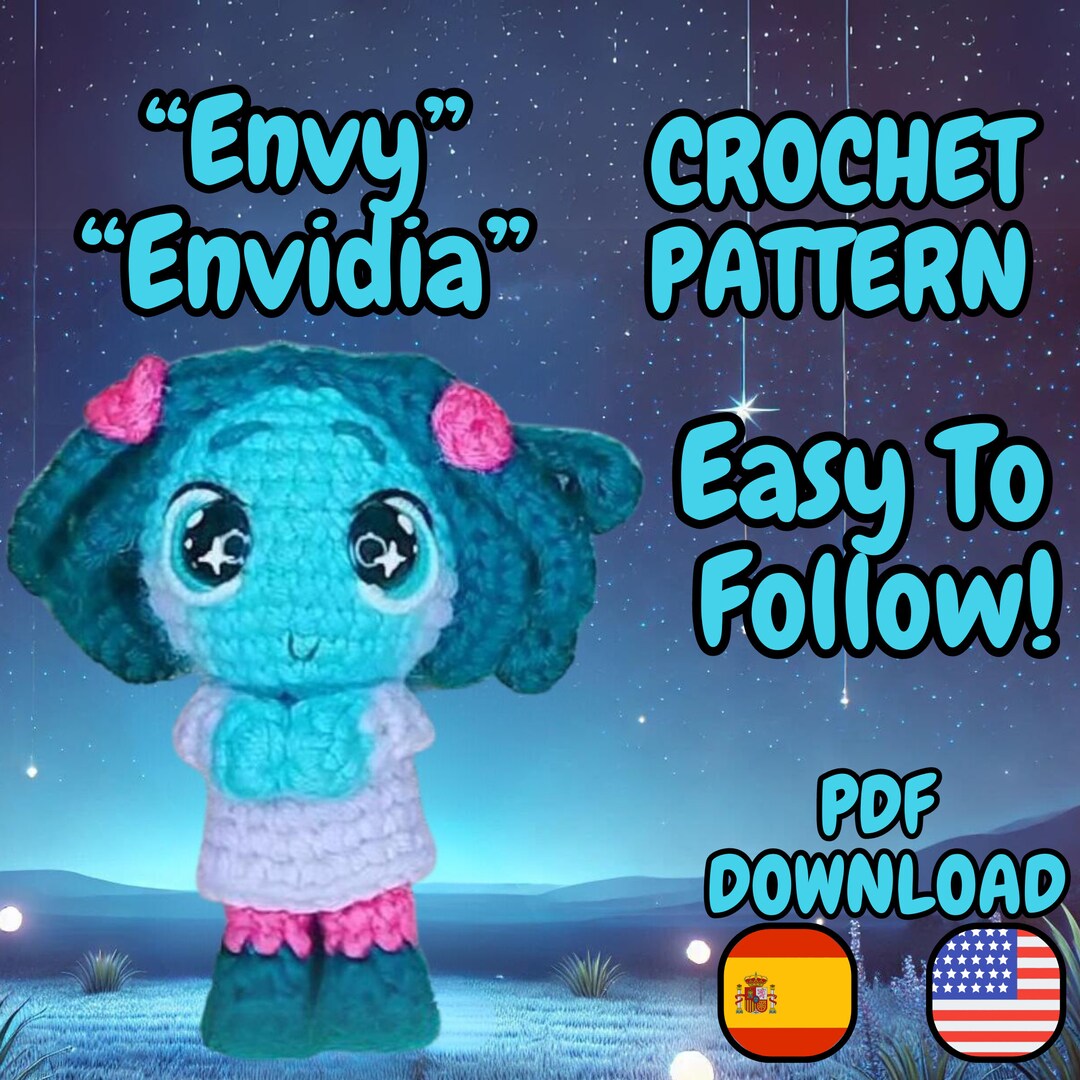Amigurumi Crochet Pattern of Envy - Inside Out 2 - PDF Pattern in Spanish and English - Easy ...