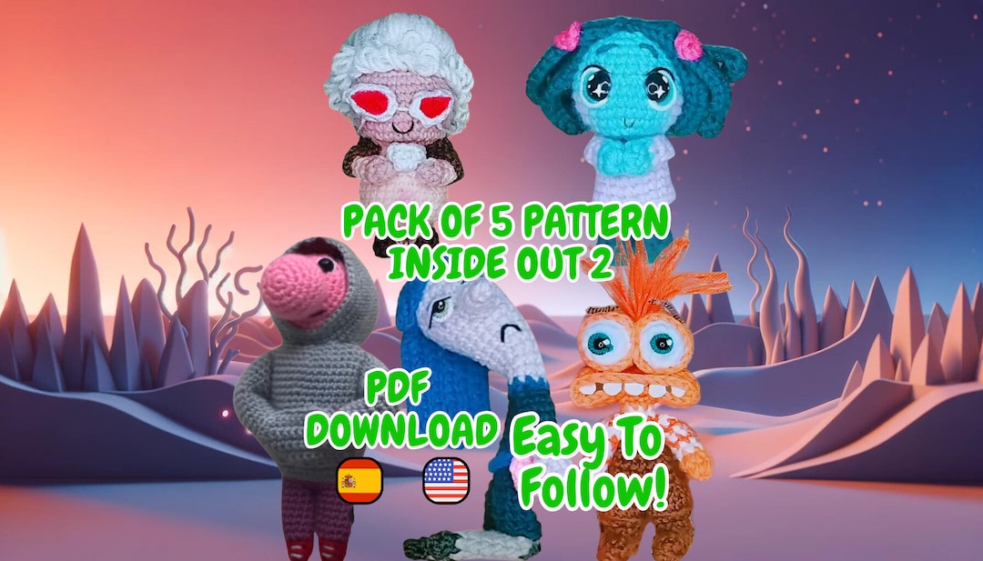 Pattern Pack 5 in 1 Inside Out 2 - Amigurumi Crochet - 5 Emotions - PDF ...