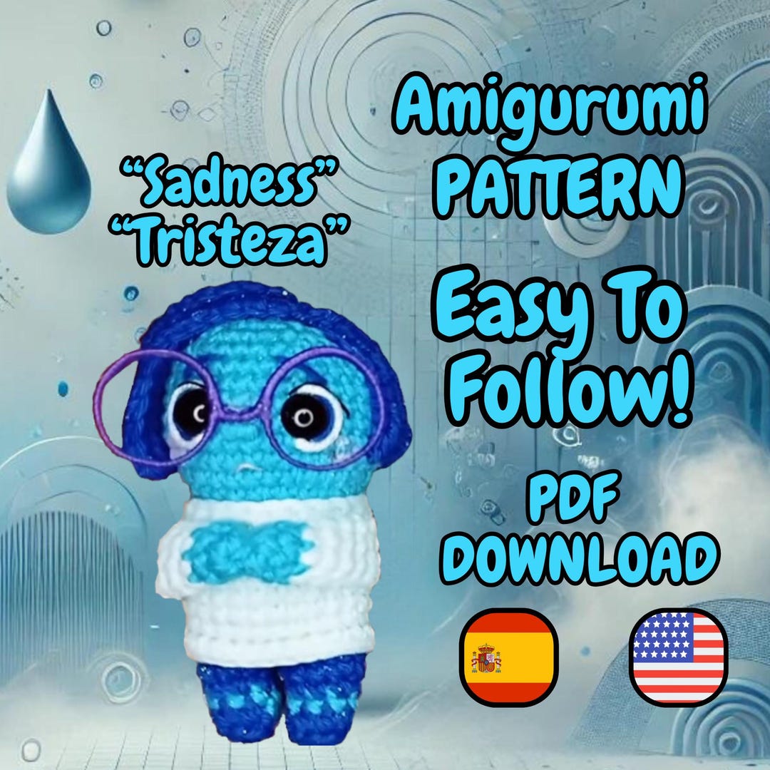 Amigurumi Crochet Pattern of Sadness - Inside Out - PDF Pattern in ...