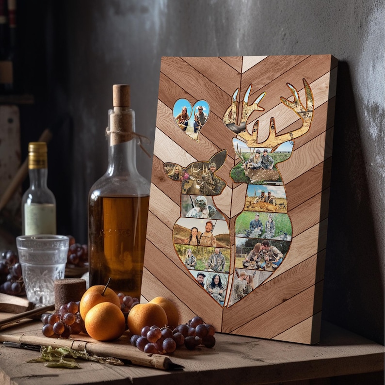 Custom Deer Photo Collage: Rustic Hunting Couple Gift, Farmhouse Decor ...