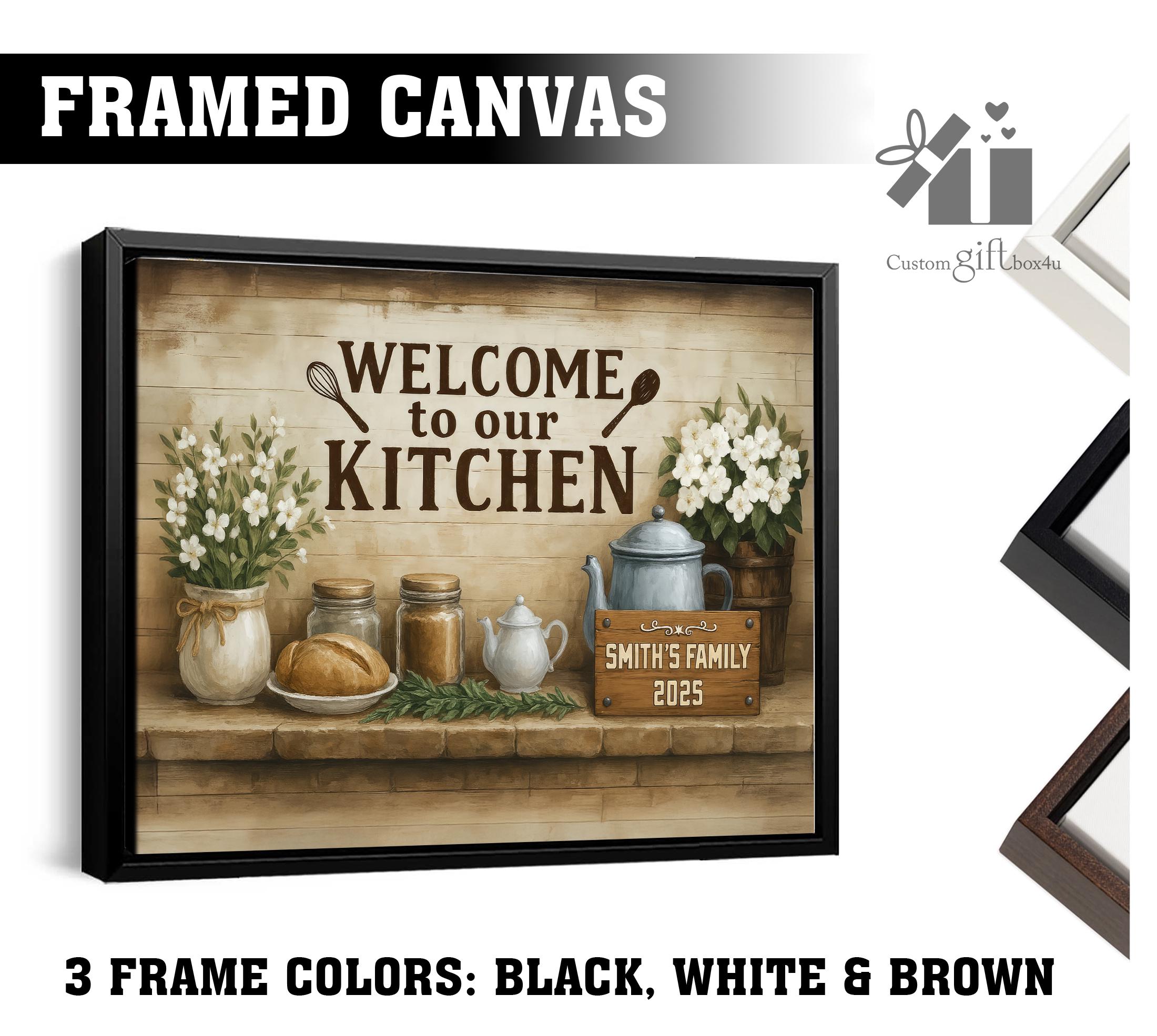 Personalized Kitchen Canvas Art, Vintage Farmhouse Decor, Mother's Day ...
