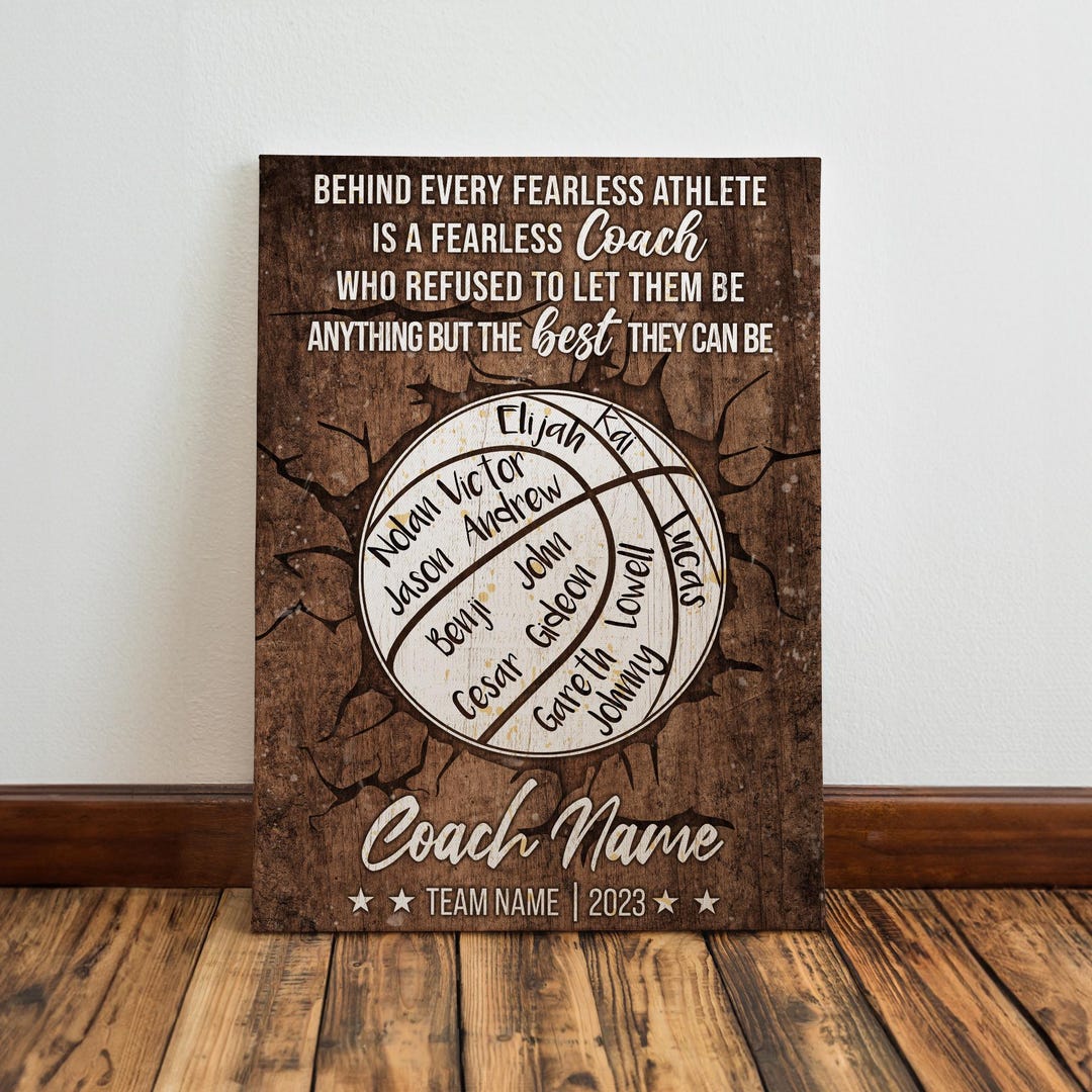 Personalized Basketball Coach Gift: Team Names Canvas Art - Etsy