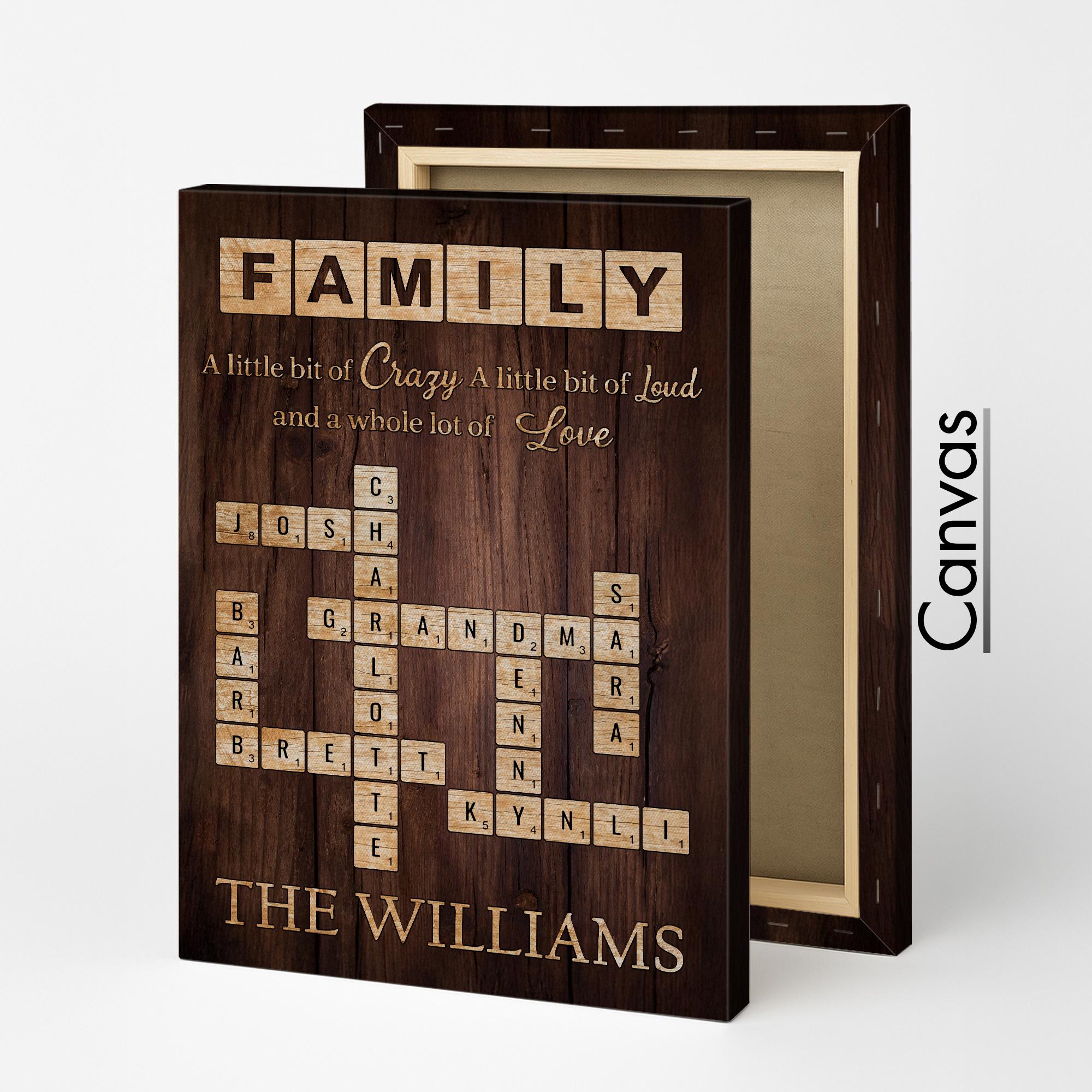 Custom Family Name Crossword Canvas: Personalized Scrabble Wall Art - Etsy