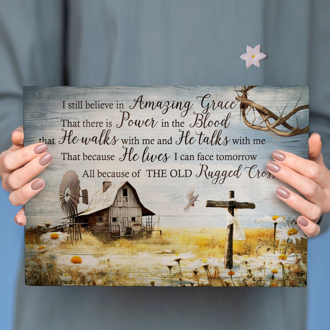 Grace Canvas Print – Farmhouse Barn, Jesus Landscape Wall Art - Etsy