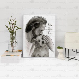 Personalized Dog Safe in Jesus's Arms Canvas - Sympathy Dog - Dog ...