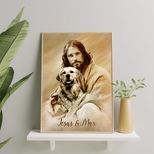 Personalized Canvas Your Dog Safe in the Arms of God - Jesus Holding ...
