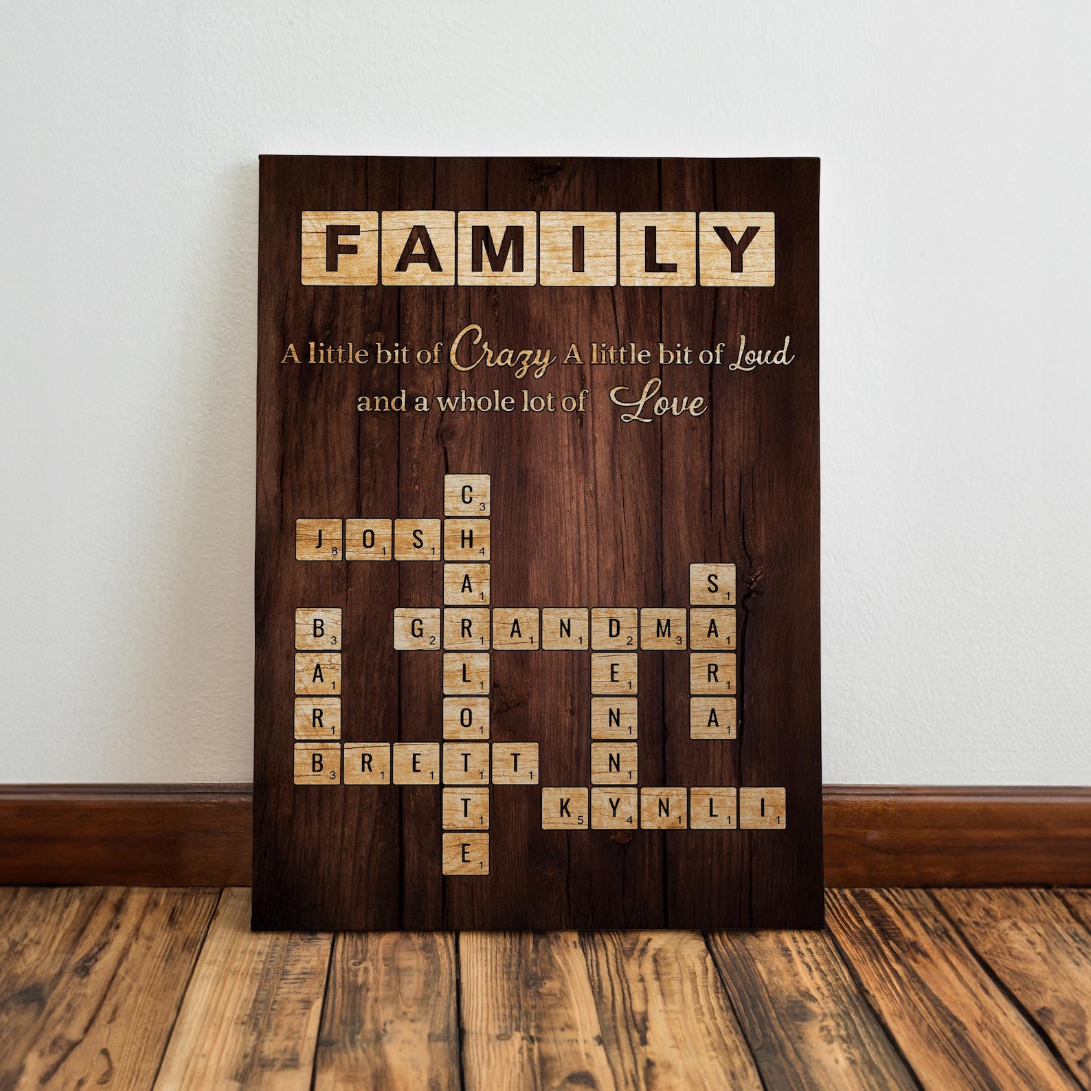 Custom Family Name Crossword Canvas: Personalized Scrabble Wall Art - Etsy