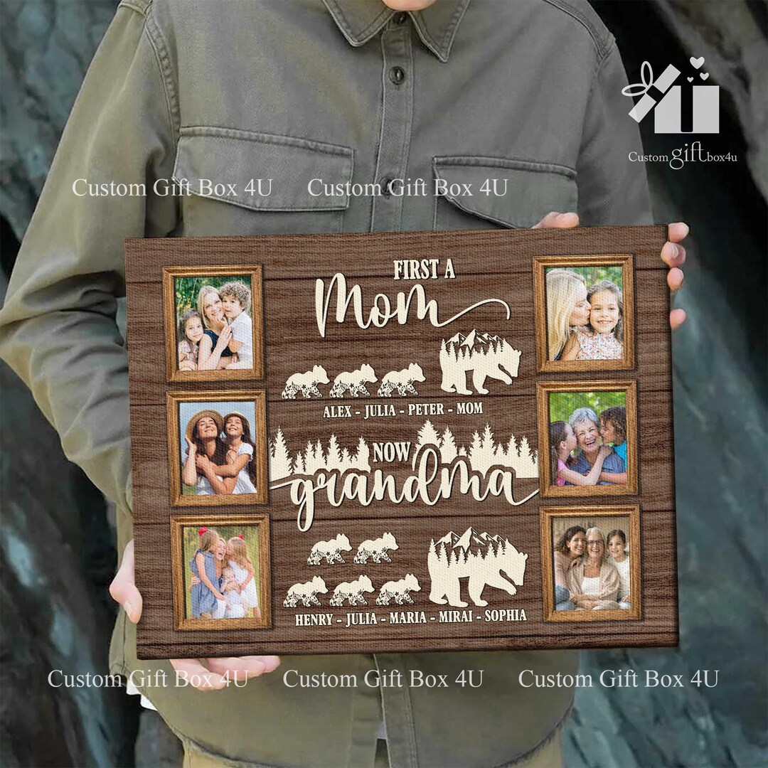 Personalized Mother's Day First Mom Now Grandma, Custom Grandma Photo ...