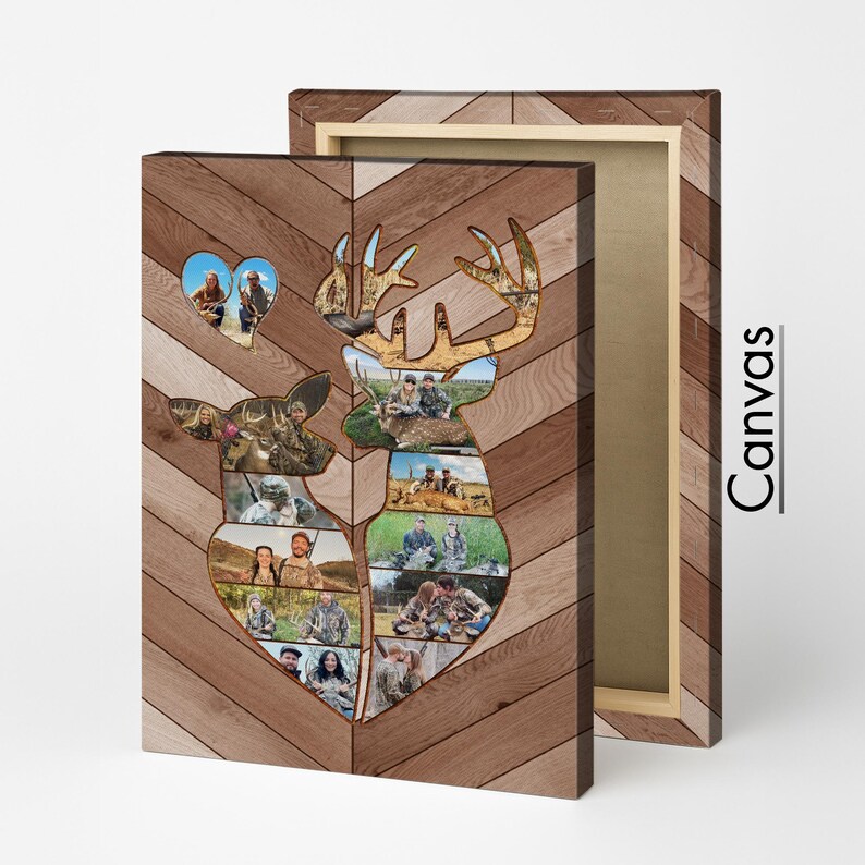 Custom Deer Photo Collage: Rustic Hunting Couple Gift, Farmhouse Decor ...