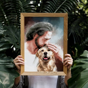 Jesus With Dog Oil Painting - Digital Files - Personalized Your Dog ...