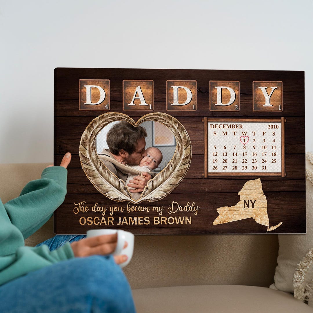 Personalized First Father's Day Canvas: Custom Photo Keepsake - Etsy