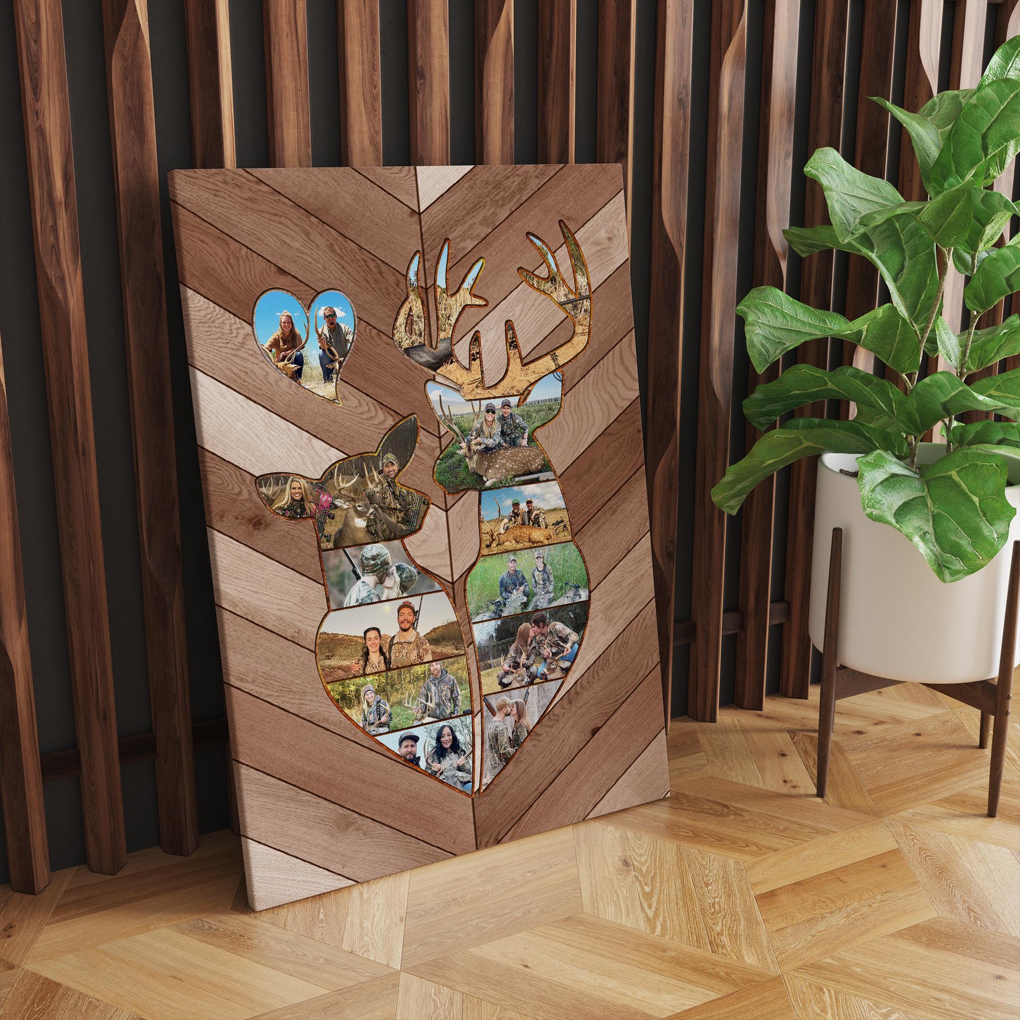 Custom Deer Photo Collage: Rustic Hunting Couple Gift, Farmhouse Decor ...