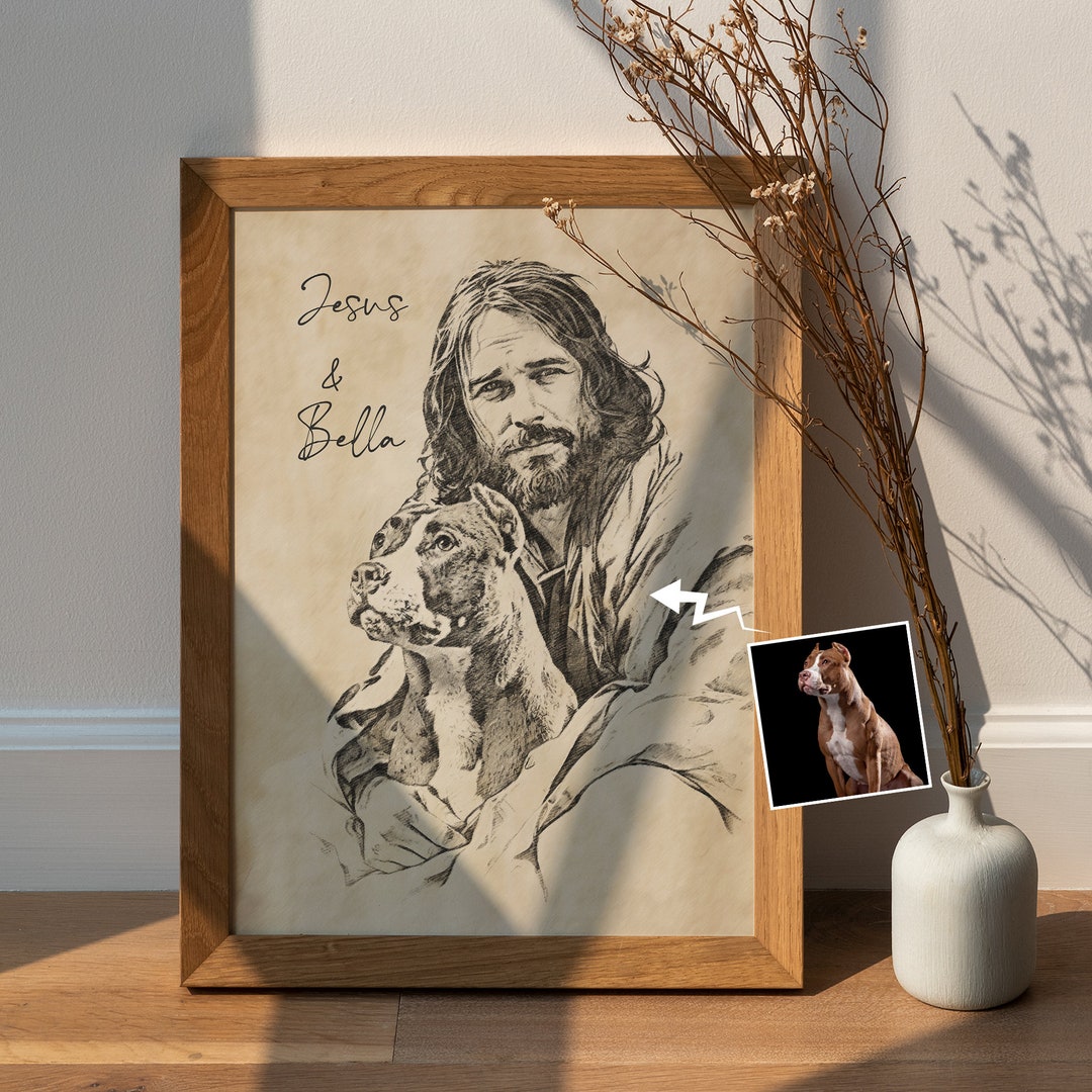 Personalized Canvas Your Dog Safe in the Arms of God - God and Dog ...