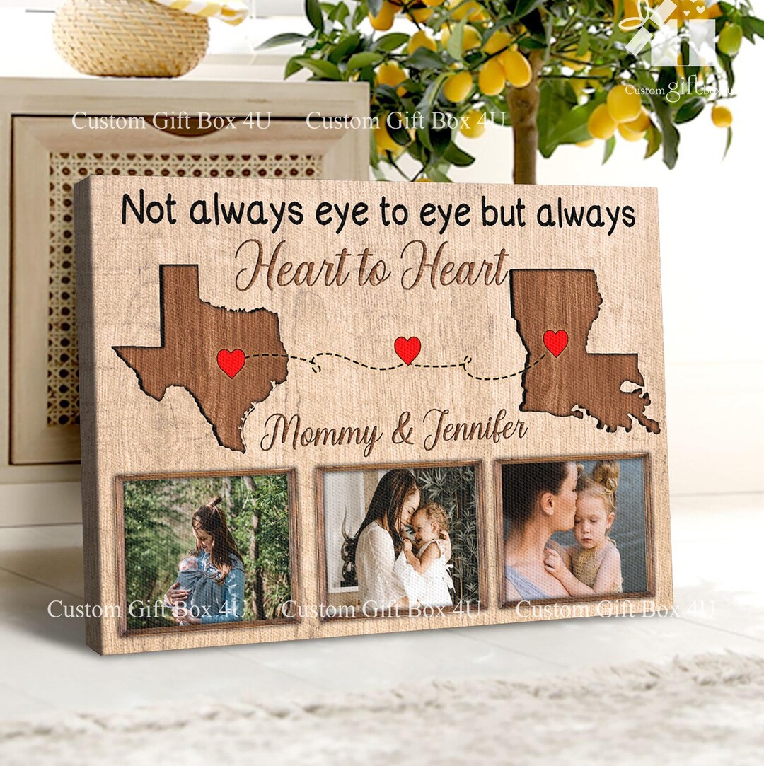 Personalized Long Distance Mom Map Canvas – Custom Mother’s Day Gift - Etsy