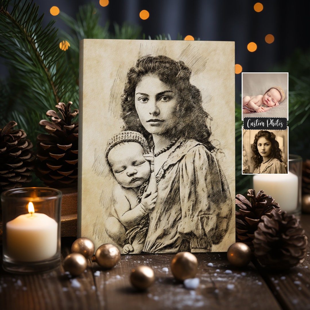 Add Deceased Loved - Digital Files - Pencil Portrait With Grandmother ...
