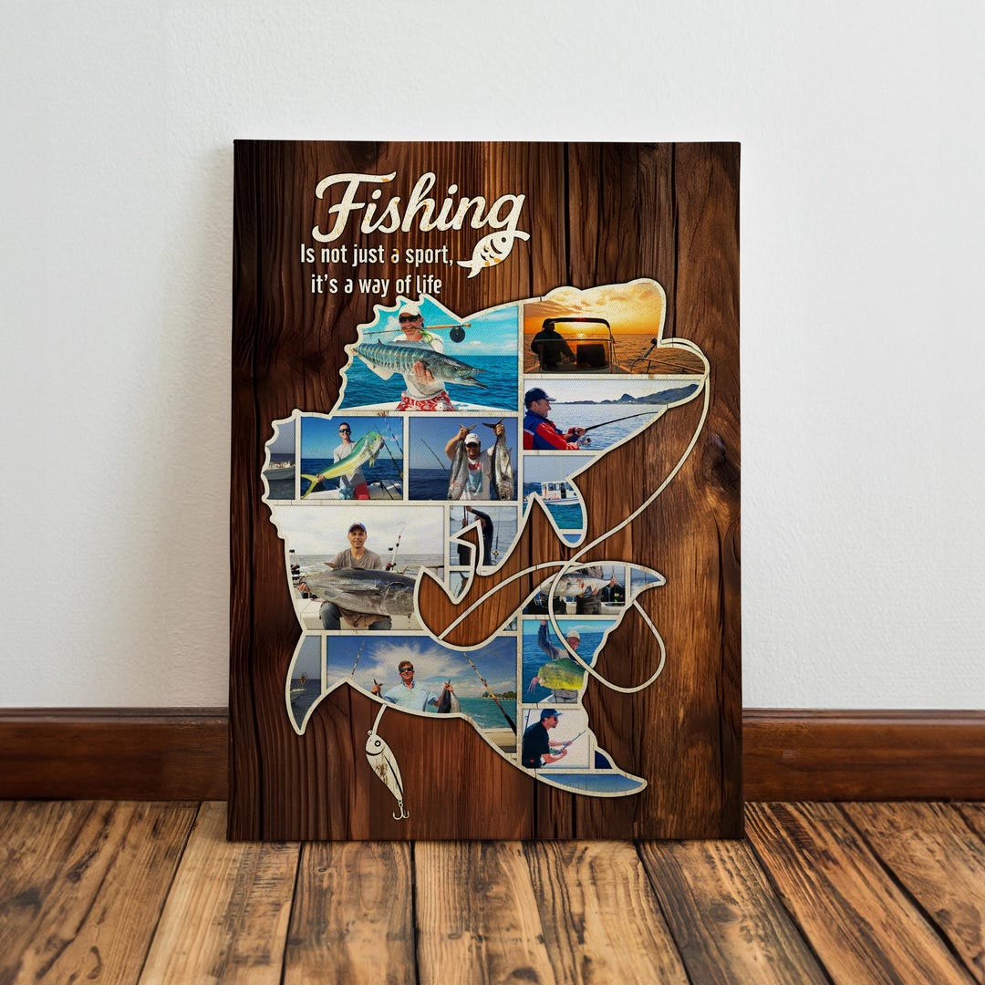 Personalized Fishing Photo Collage Canvas: Fisherman Gift - Etsy