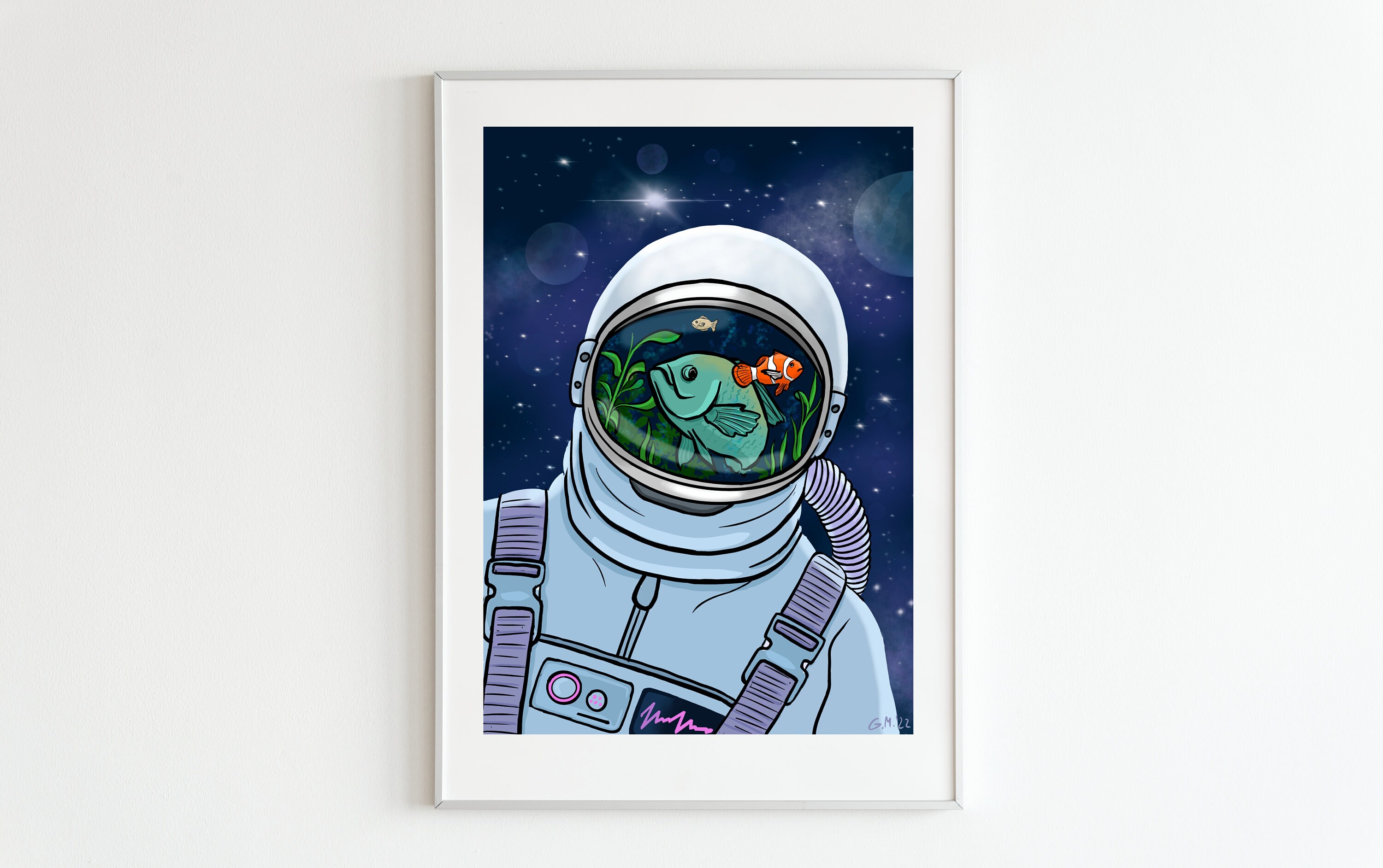 PRINTED Astronaut Poster, Aquarium Poster, Cosmonaut Print, Cosmos ...