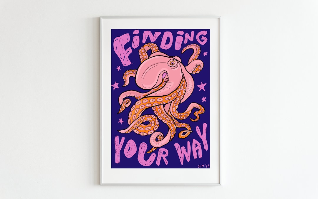 DIGITAL Octopus Print (dark Version) | Octopus Poster, Quote Printable ...