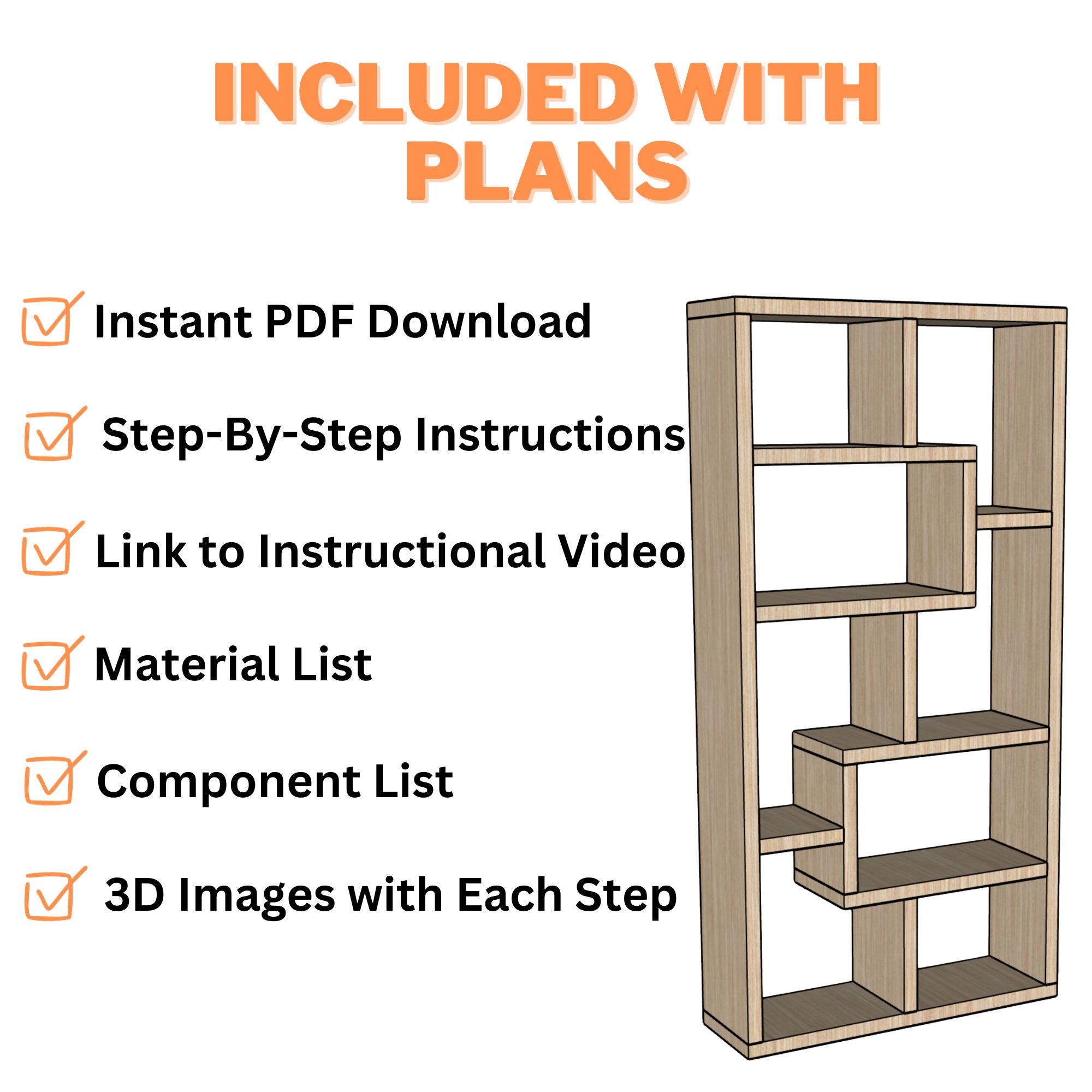 Bookshelf Plans Step-by-step Instructions PDF - Etsy