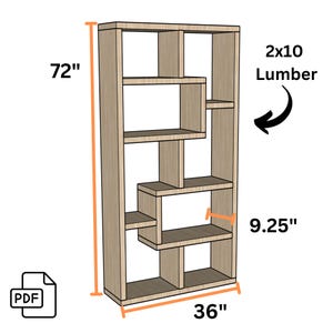 DIY Bookshelf Plans: Step-by-step Woodworking Instructions (36" X 72 ...
